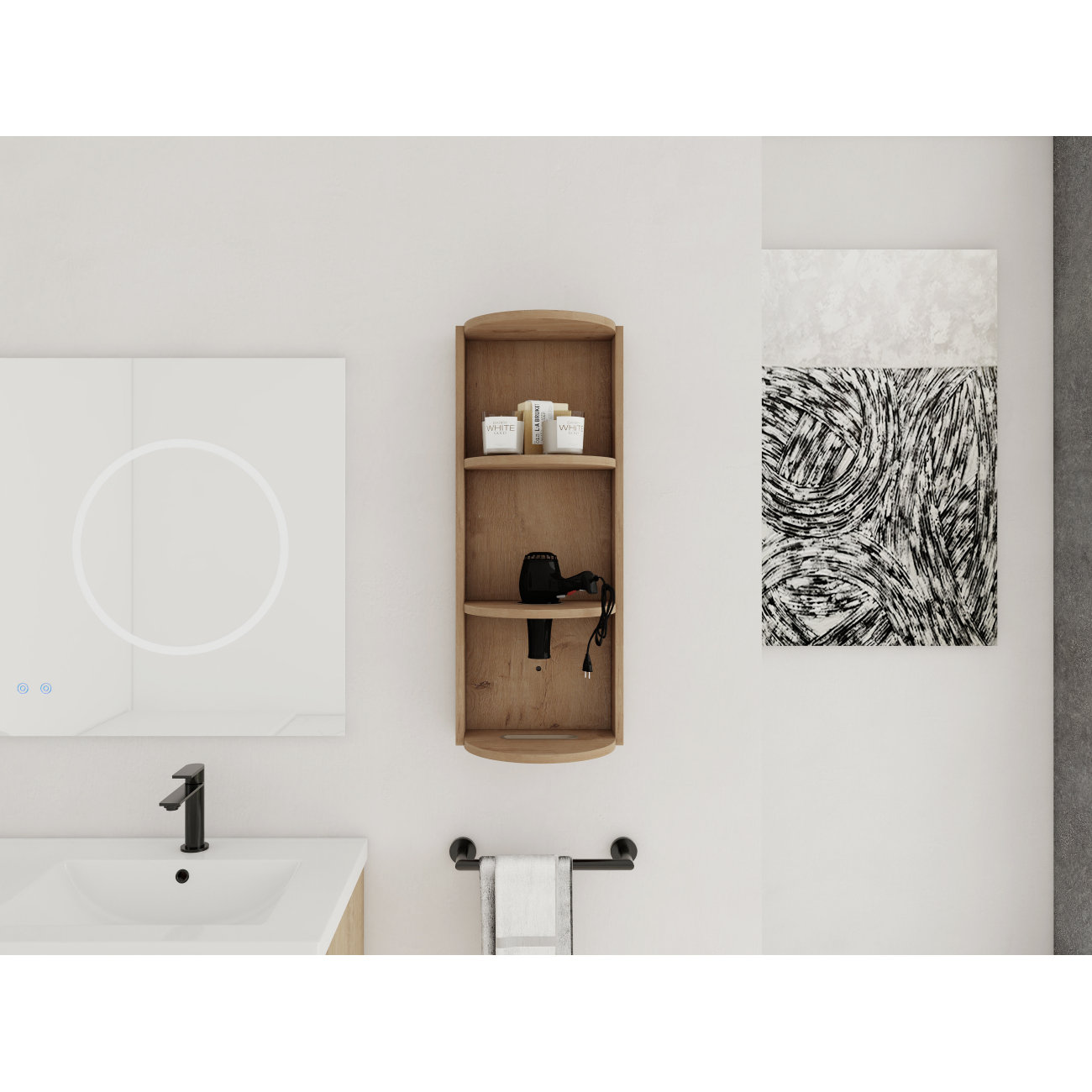 Latitude Run® 12" Bathroom Wall-Mounted Storage Rack, Float Mounting ...