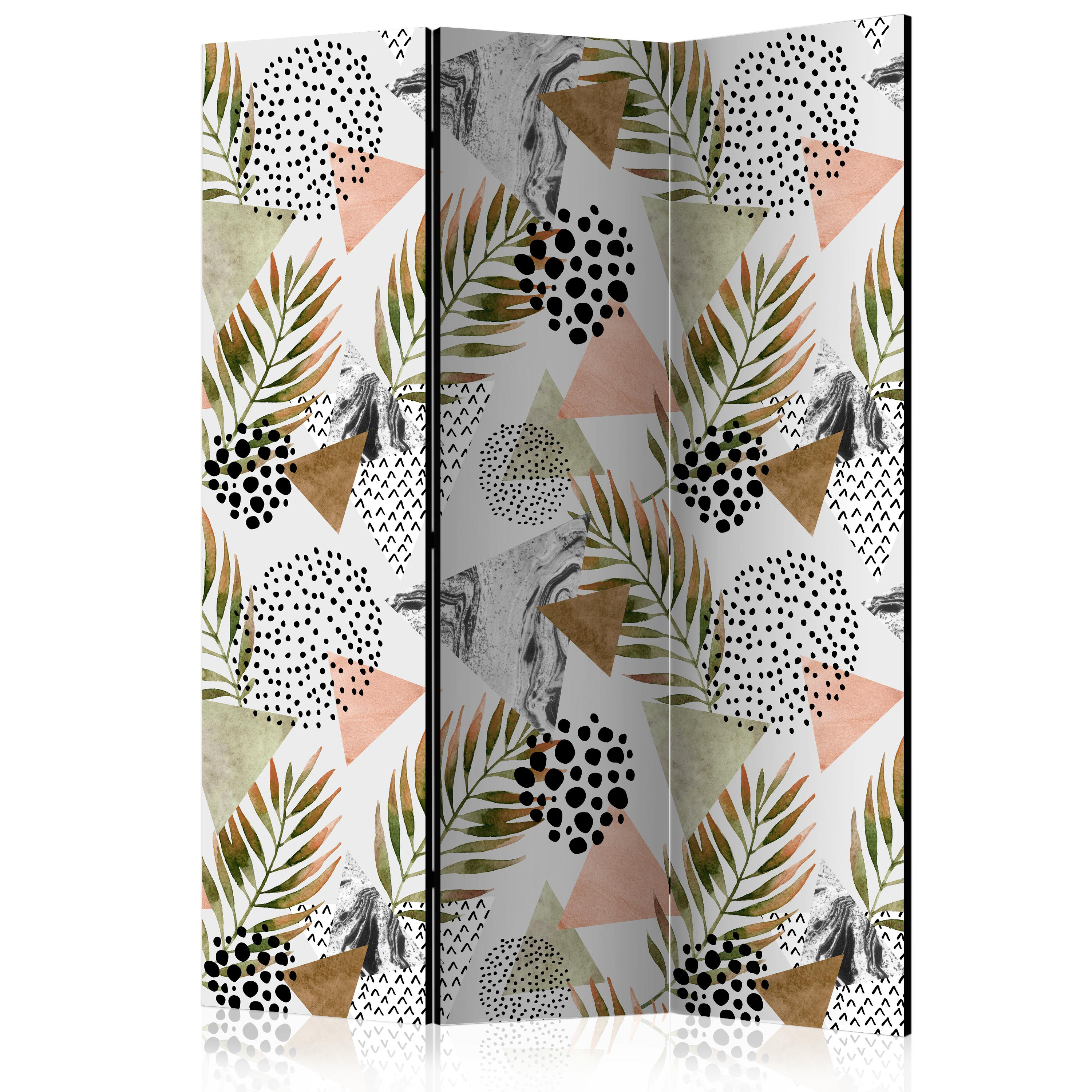 East Urban Home Tropical Geometry 53'' W x 68'' H 3 - Panel Solid Wood ...