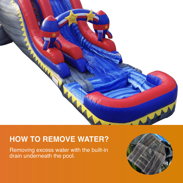 JumpOrange 24 FT Rocket Double Drop Water Slide with Detachable Deep ...