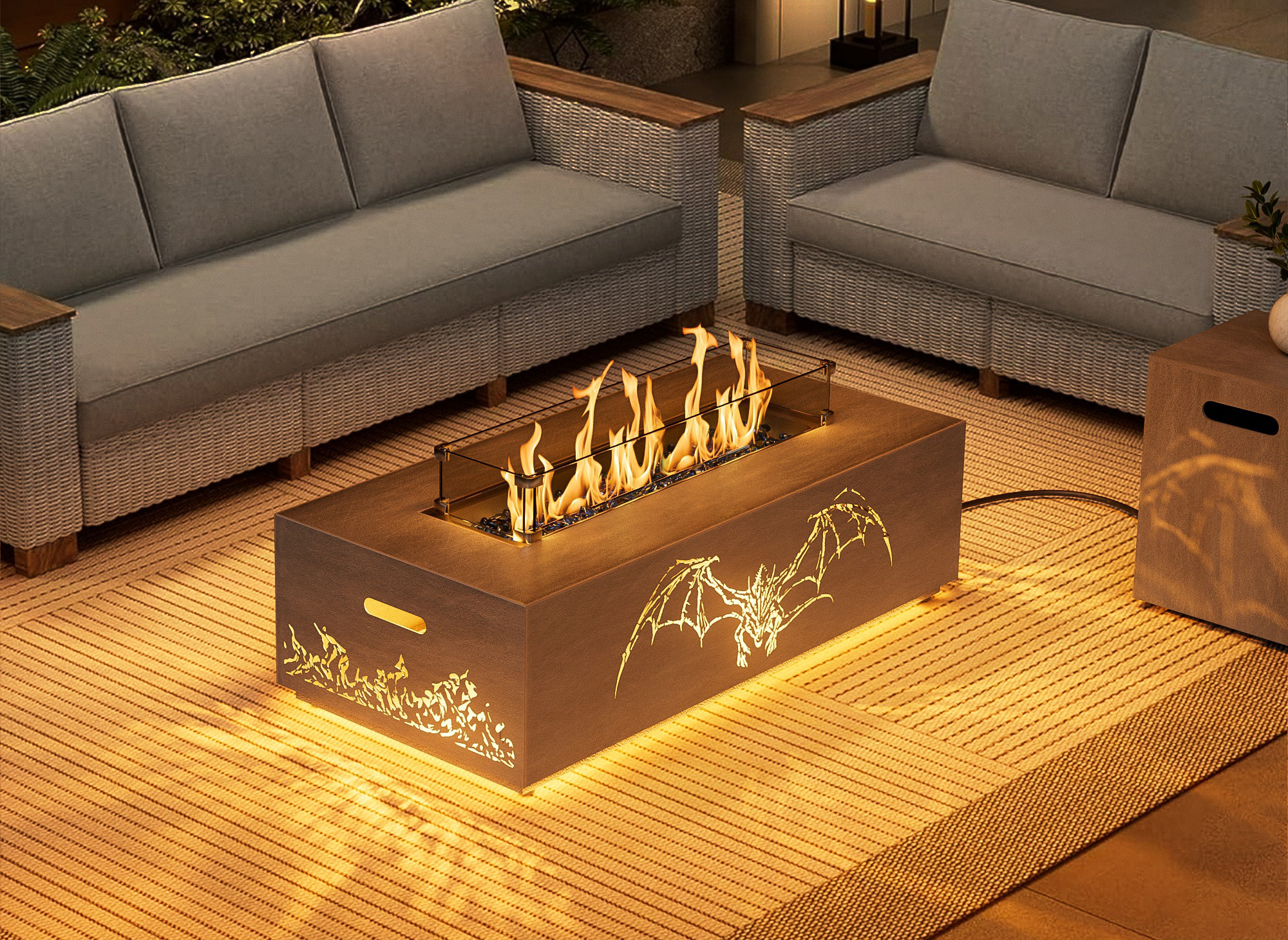 Arlmont & Co. 12.6’’ H X 42’’ W Metal Propane Outdoor Gas Fire Pit ...