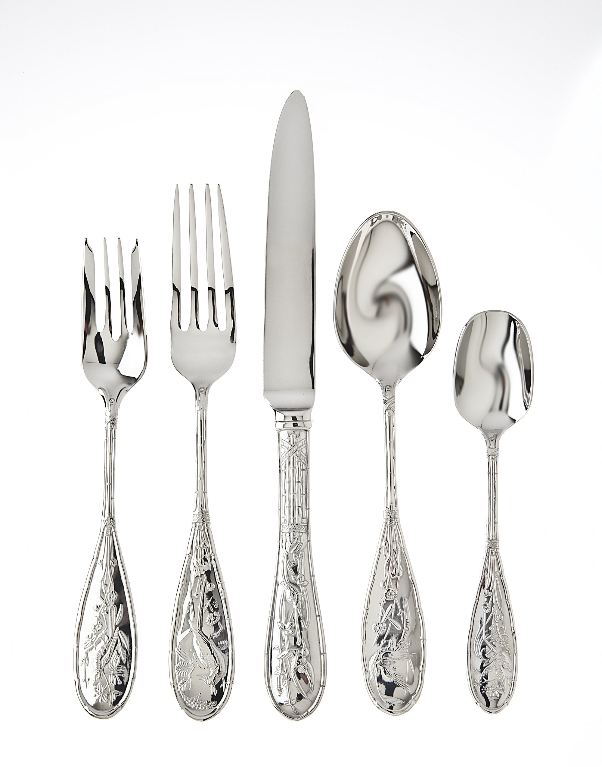 Ricci Argentieri Japanese Bird 5 Piece 18/10 Stainless Steel Flatware ...