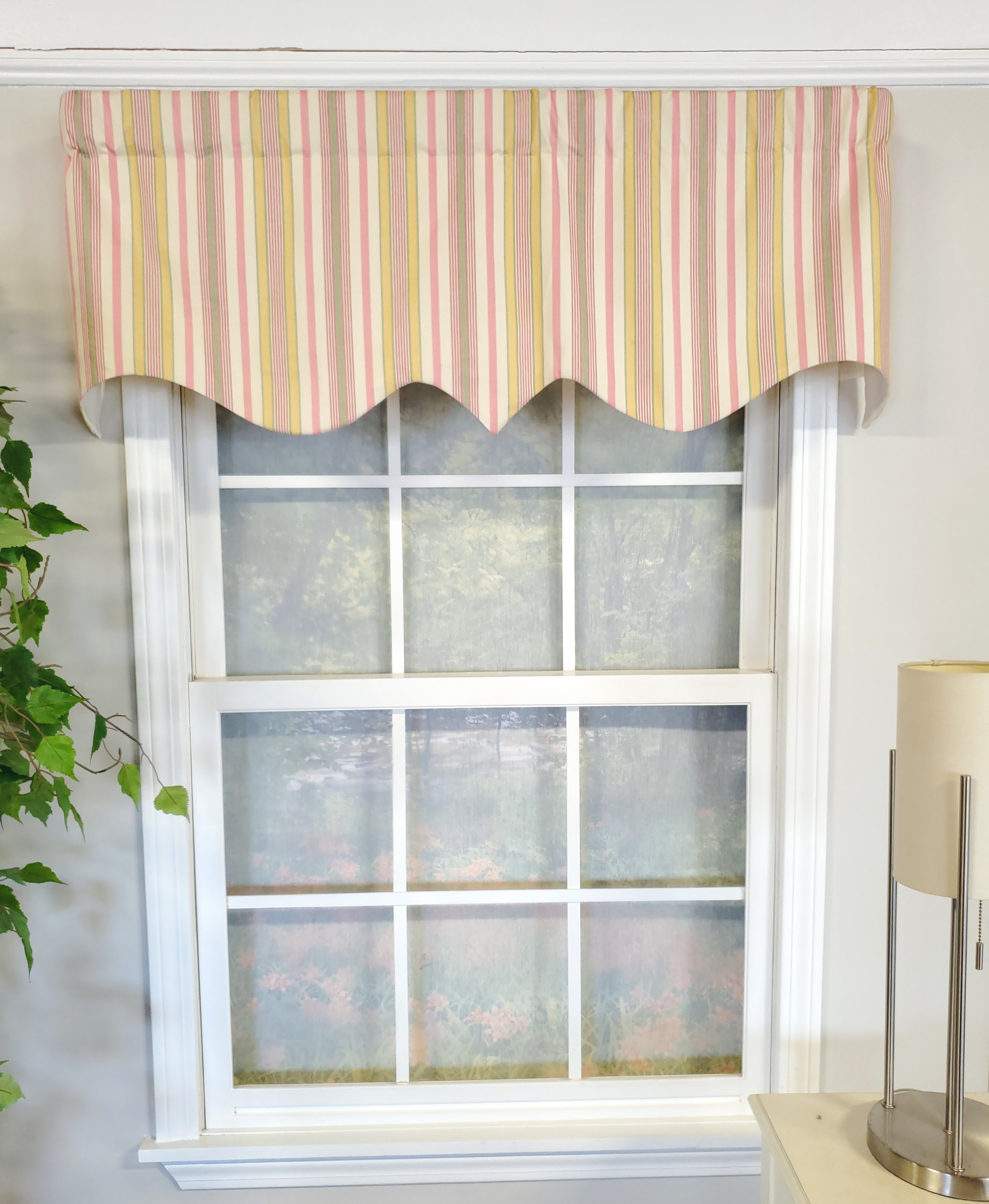 Gracie Oaks Roham Striped 50'' W Window Valance Pink | Wayfair