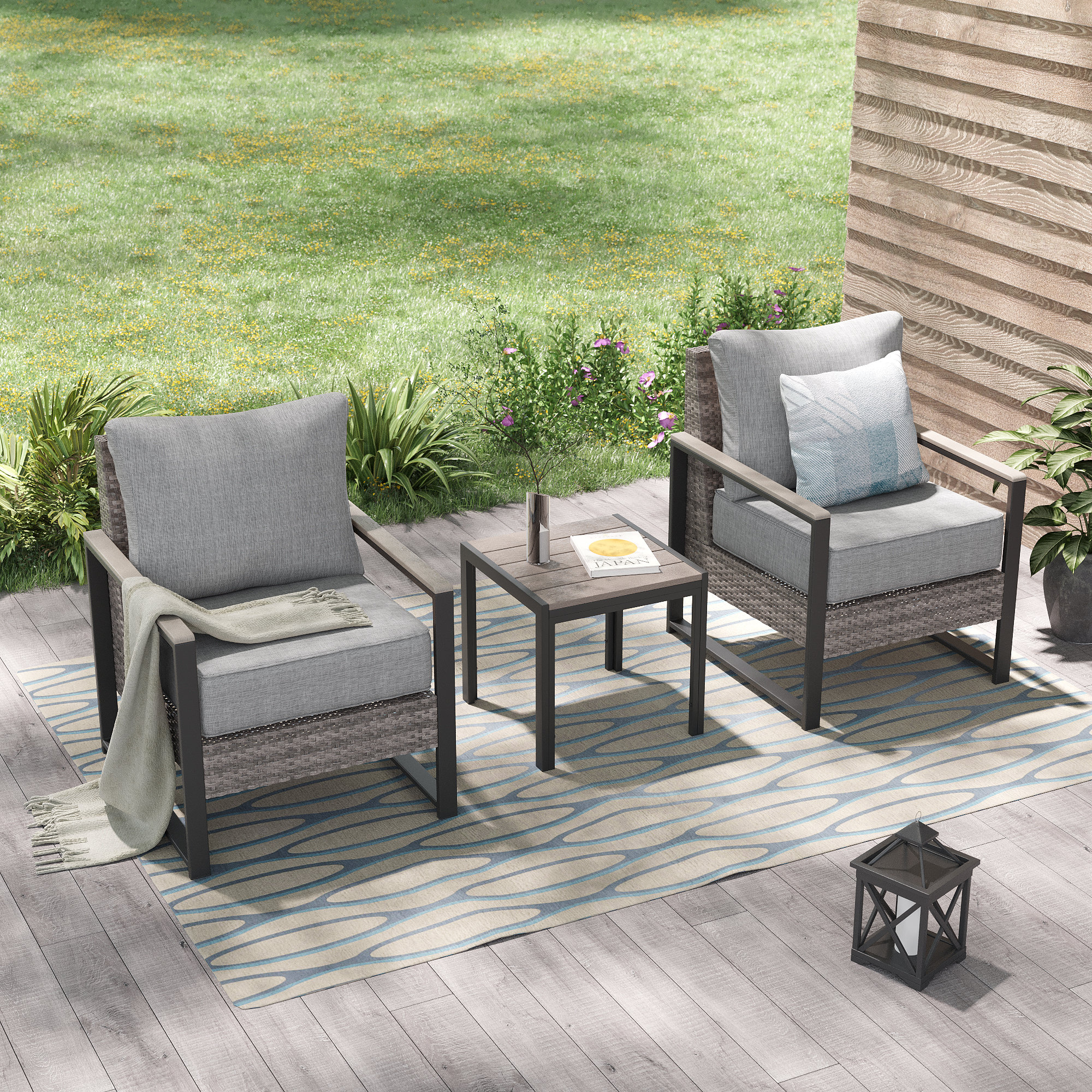 Rosebay 3 Piece Patio Set, Chairs and Side Table - Wayfair Canada