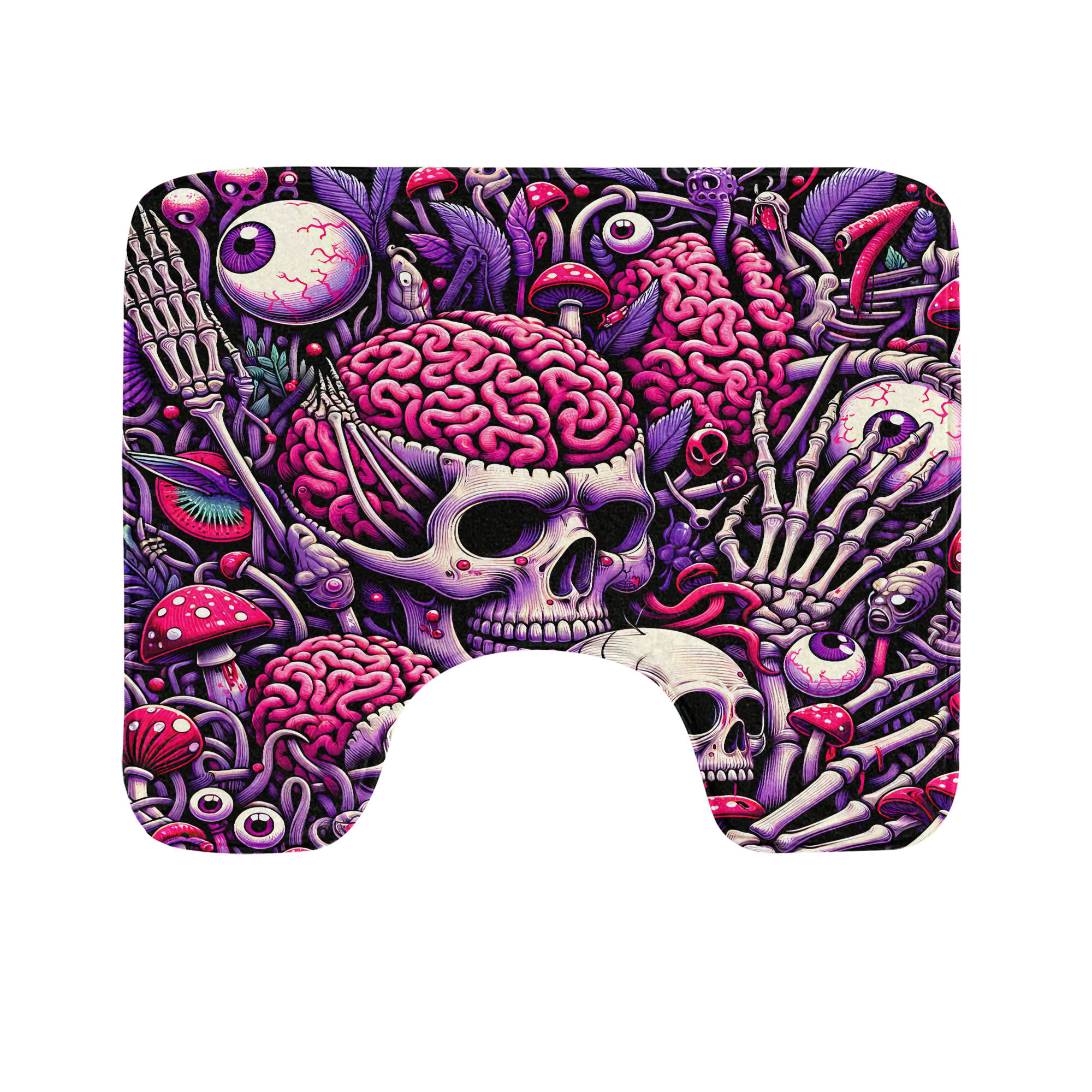 Dakota Fields Skull Toilet Mat U-Shape Bathroom Rug 20" Pink and Purple ...