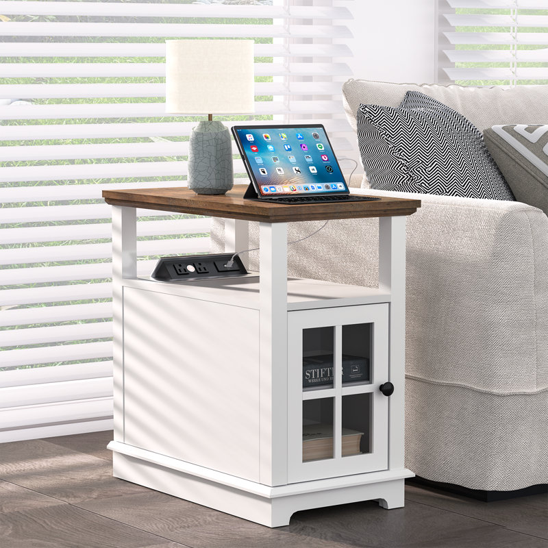Red Barrel Studio® Boxley Tray Top End Table and Built-In Outlets ...