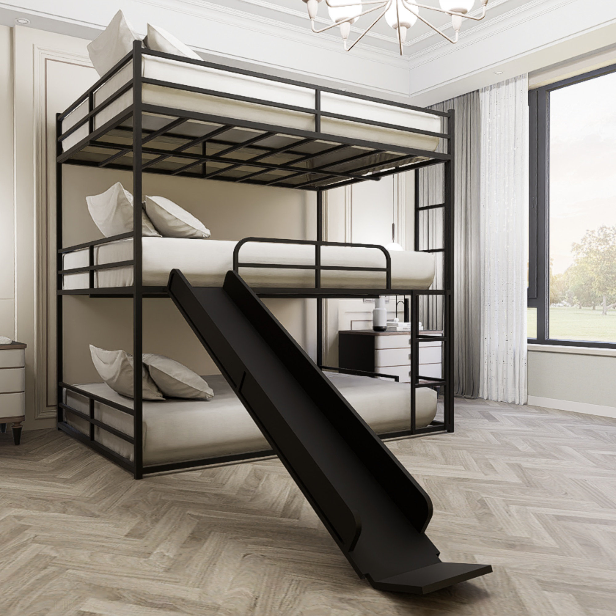 Isabelle & Max™ Metal Full Size Loft Bed With Slide And Ladder, Bed ...