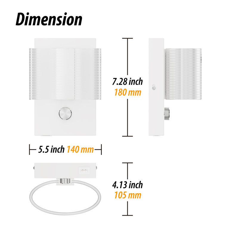 Symple Stuff Wall Sconce LED Wall Lamp With Dimmer Switch And USB ...