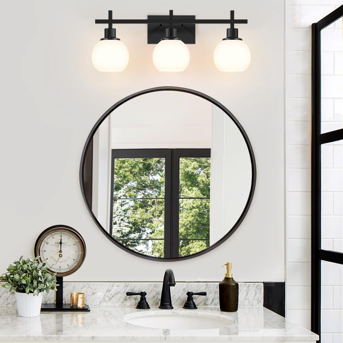 Longshore Tides 3-Light Black Bathroom Lighting Fixtures Over Mirror ...
