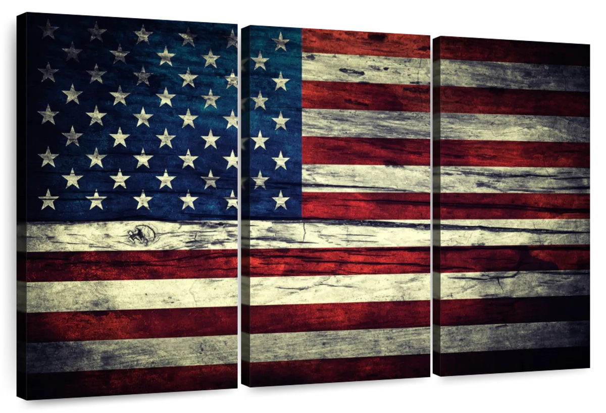 Ebern Designs Borges Vintage Wooden US Flag | Wayfair