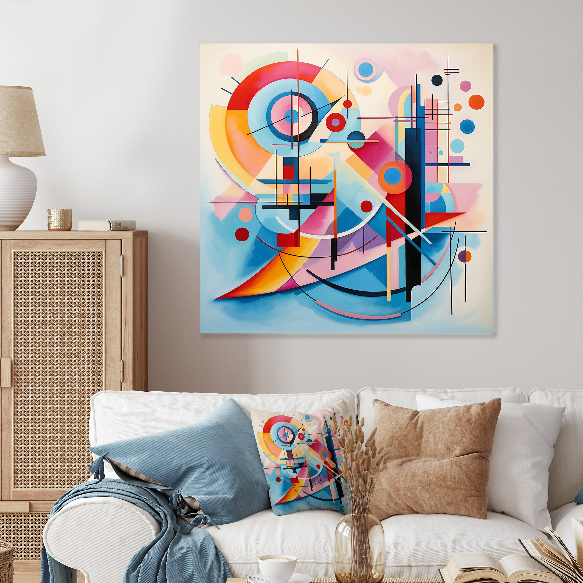 Ivy Bronx Blue And Pink Abstract Geometric Vision 4 - Geometric Metal ...