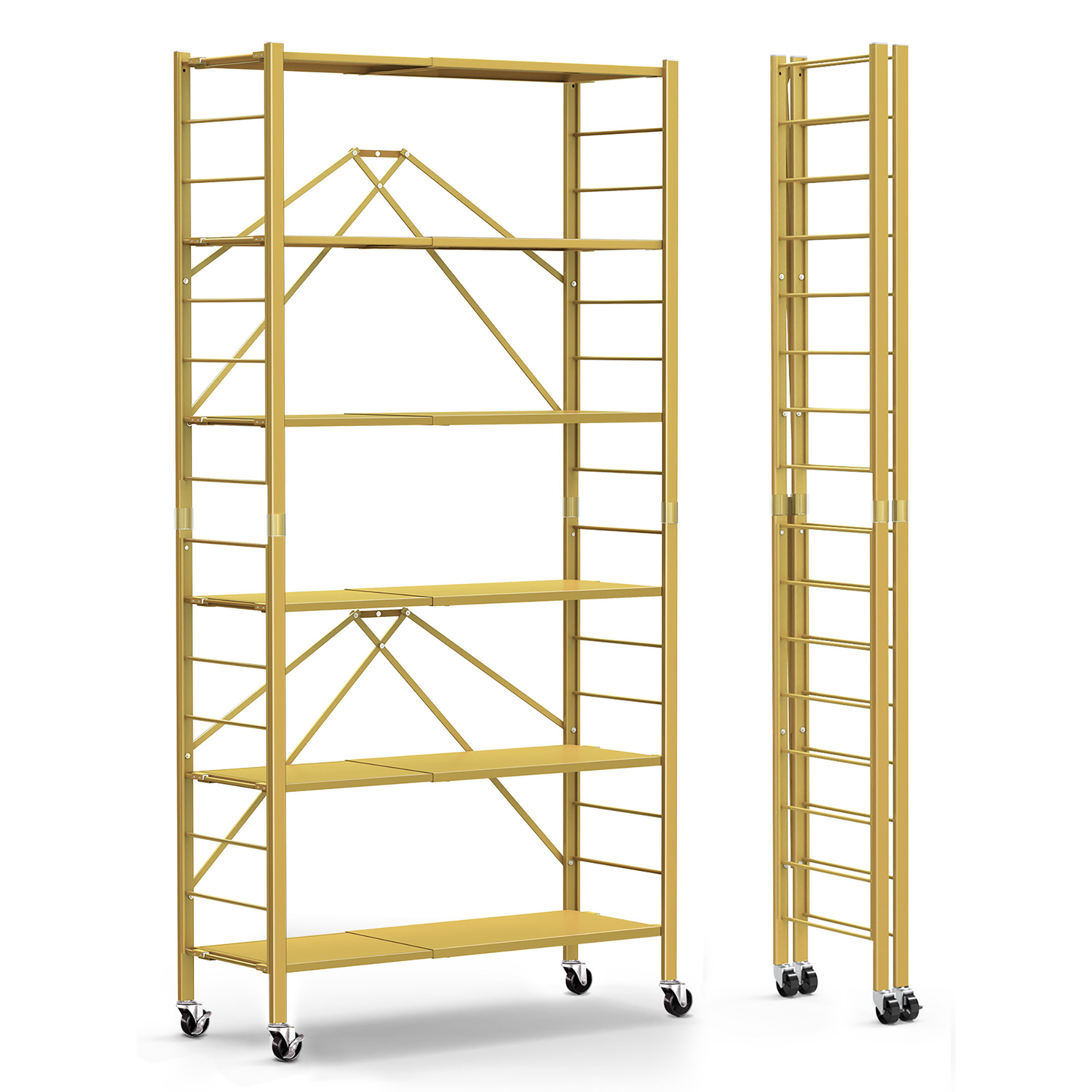 Mercer41 6 Tier Foldable Storage Shelves, With Wheels, Changeable Into ...