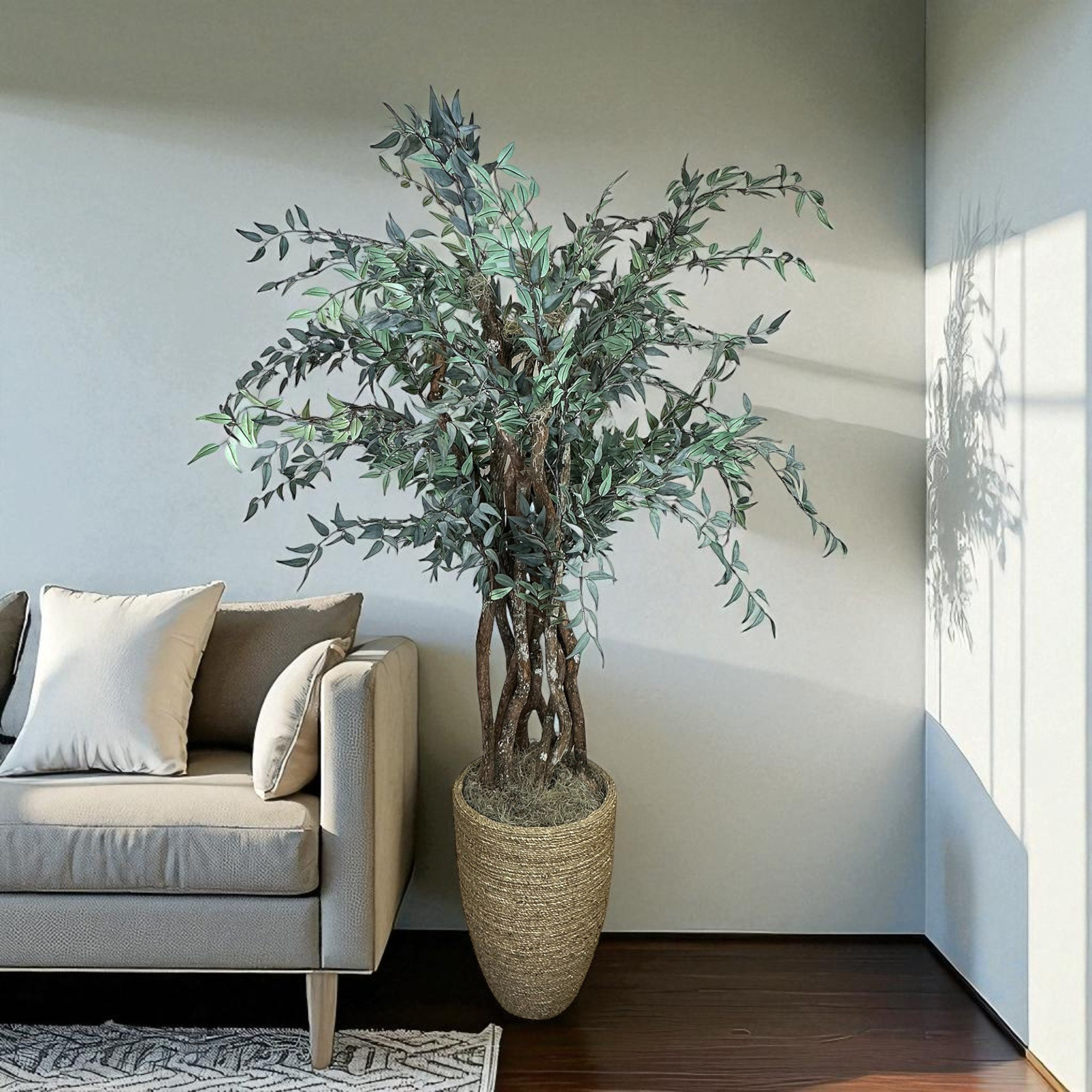 Creative Displays, Inc. 6.5' Faux Italian Ruscus Tree in Seagrass ...