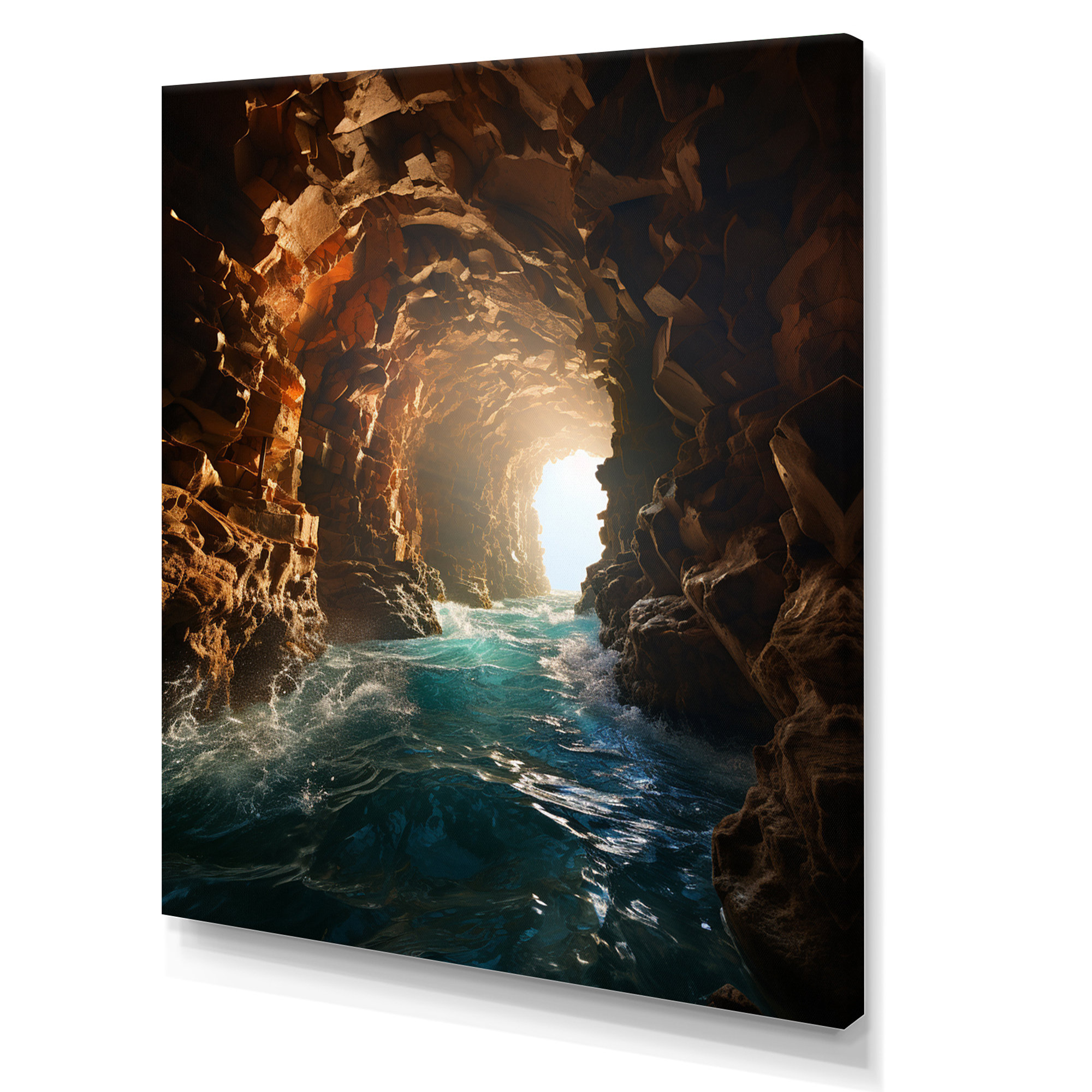 Highland Dunes Waves In Cave Heading Towards The Sun - Coastal Waves ...