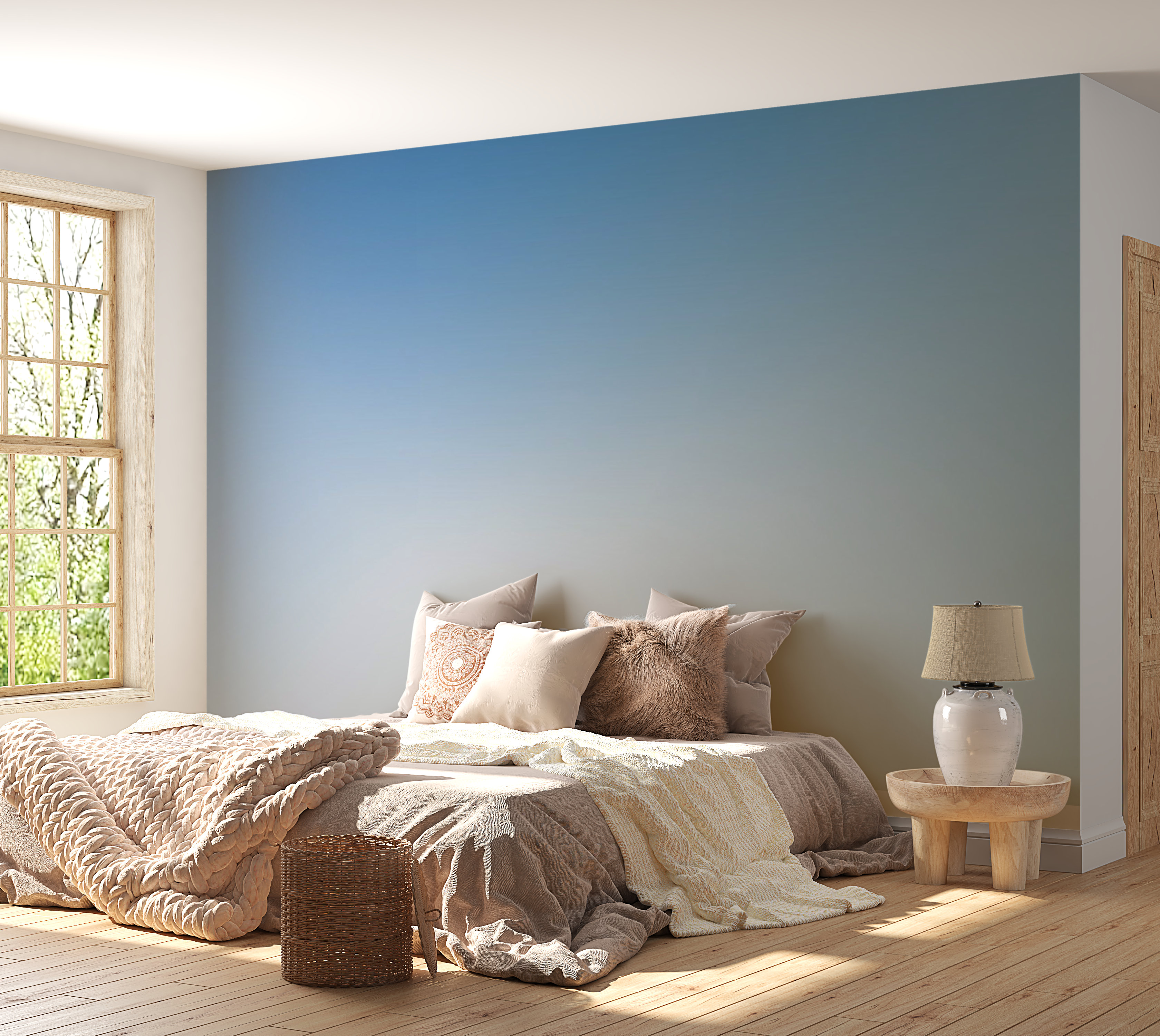 Hokku Designs Premium Wallpaper Wall Mural - Blue Gradient Sky | Wayfair