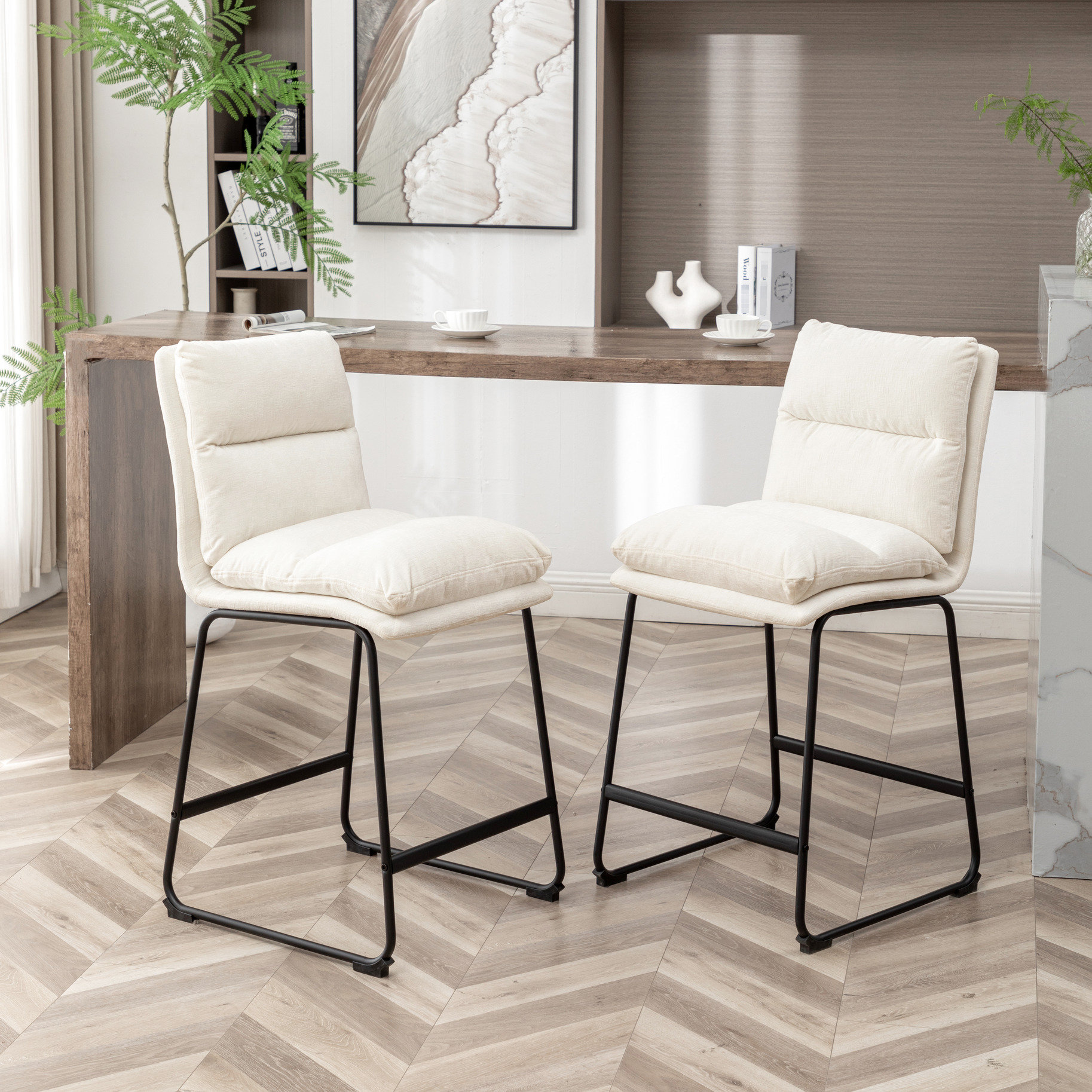 Red Barrel Studio® Upholstered 26-Inch Counter Height Stools, Of 2 In ...