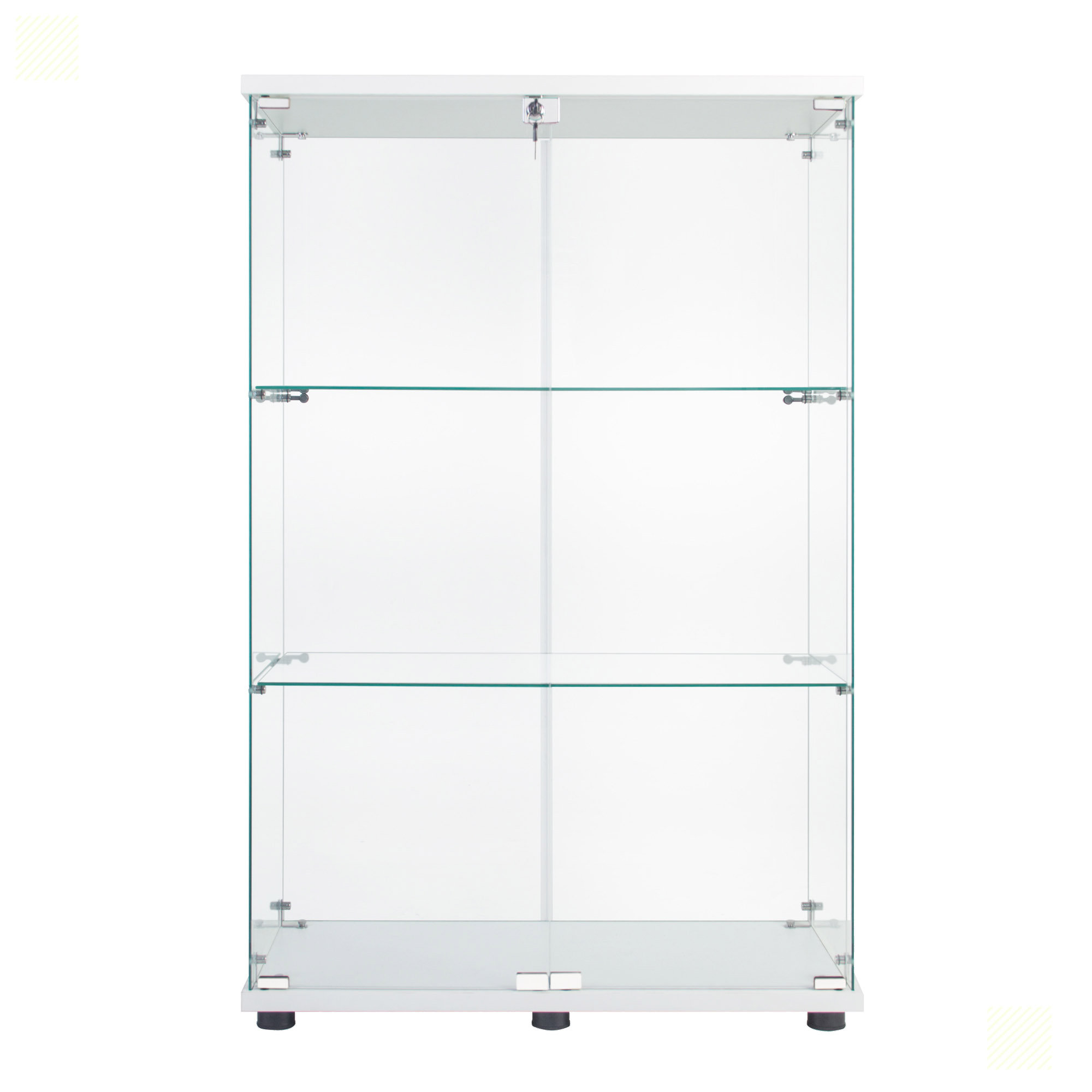 Wrought Studio™ Devente Glass Display Cabinet with 3 Shelves and Two ...
