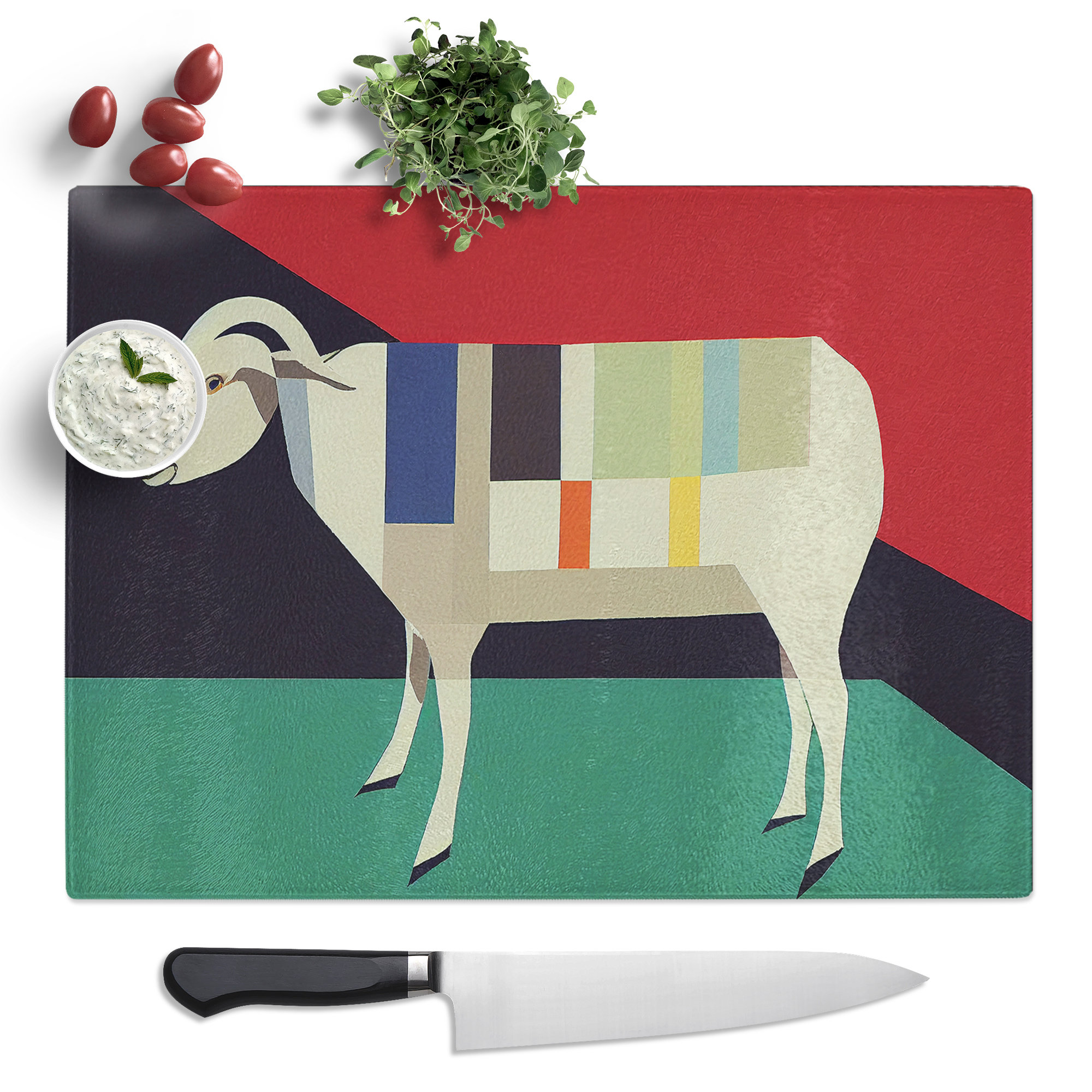 Metro Lane Abstract Goat Glass Chopping Board | Wayfair.co.uk