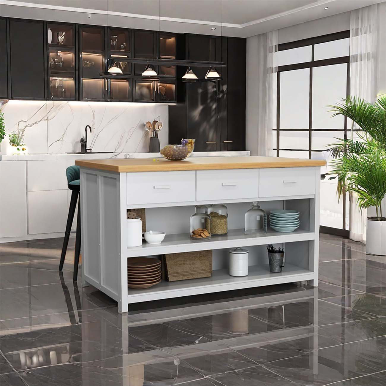 Hart Enjoy life Solid wood kitchen island, open counter - Wayfair Canada