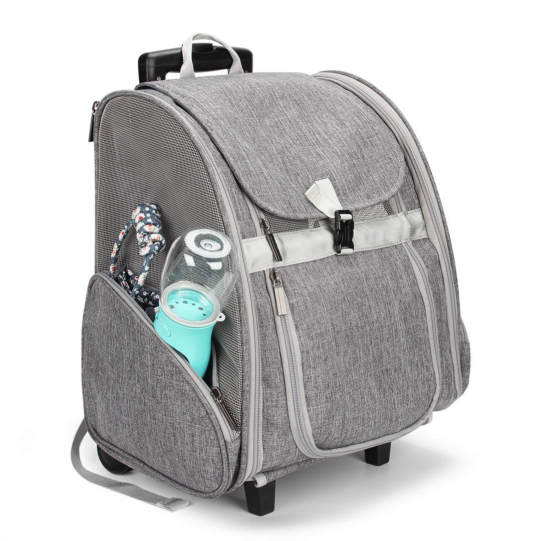 Latitude Run® Pet Rolling Carrier, Dog Backpack With Wheels,Cats ...