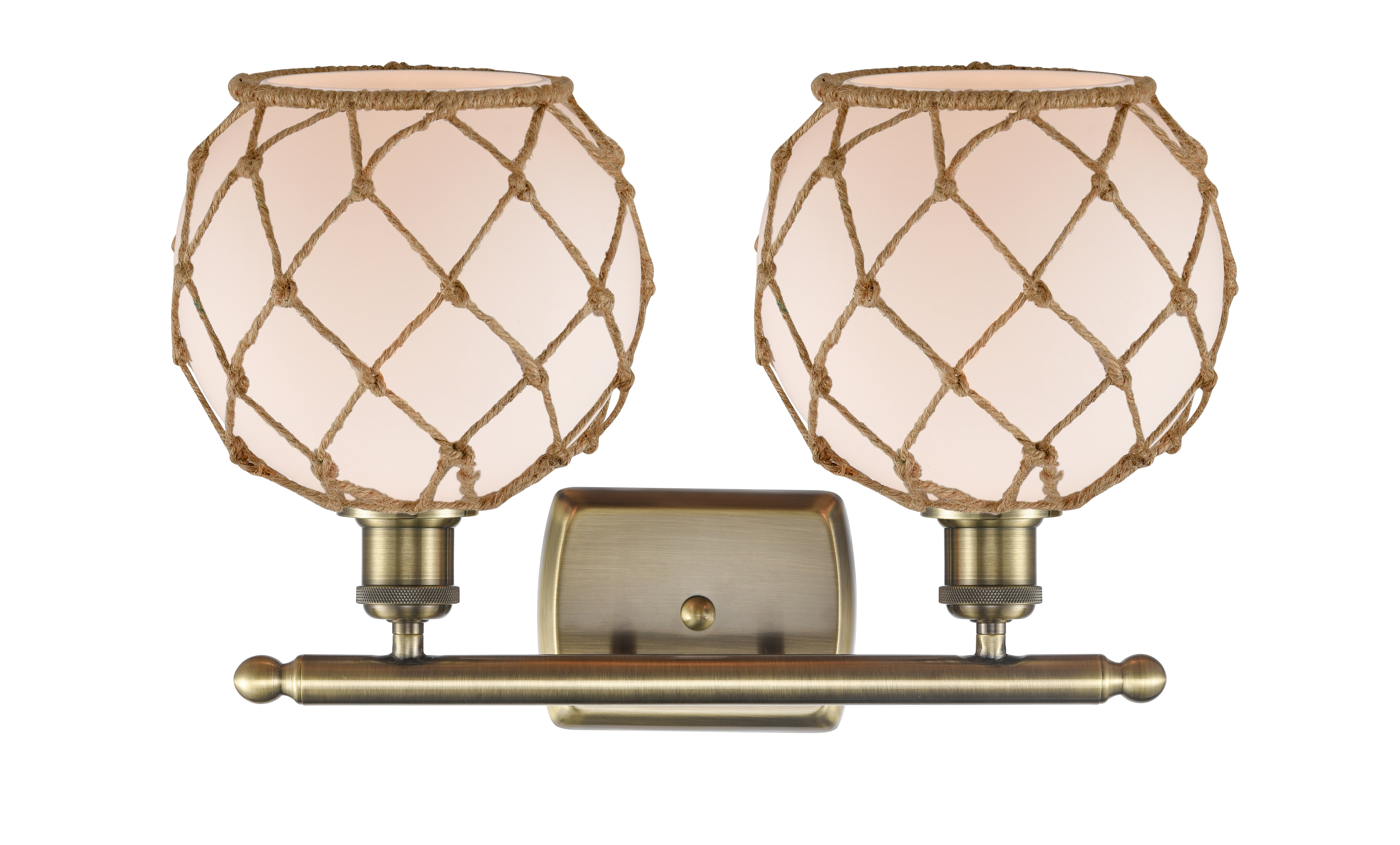 Beachcrest Home Arriola Farmhouse Rope 2-Light Dimmable Vanity Light ...