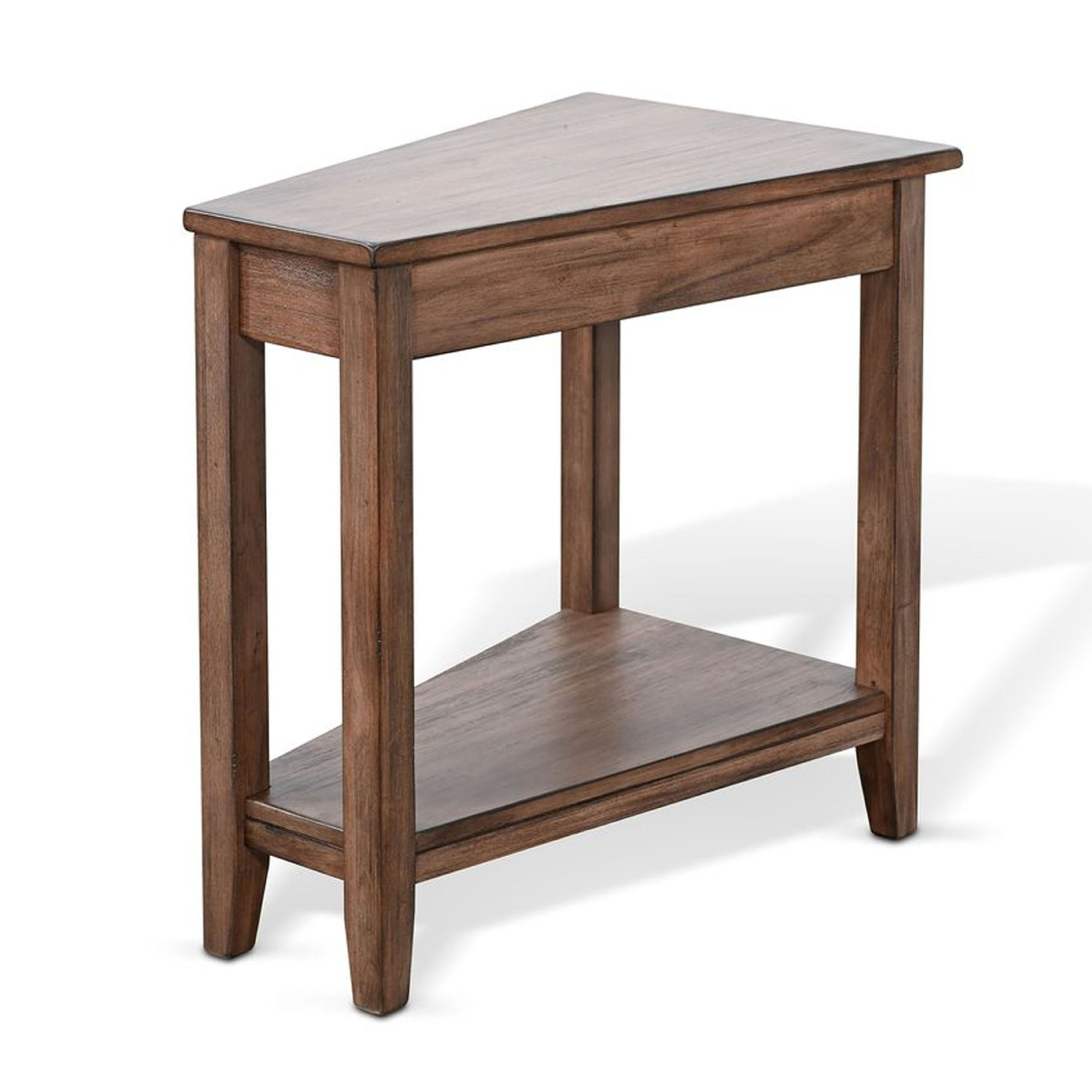 Benjara Yael Side End Table, 24 Inch Wedge Top With Open Shelf ...