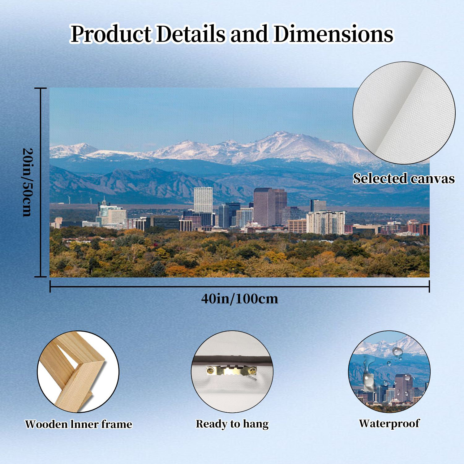 Latitude Run® Canvas Wall Art Snowy Longs Peak Downtown Denver Colorado ...