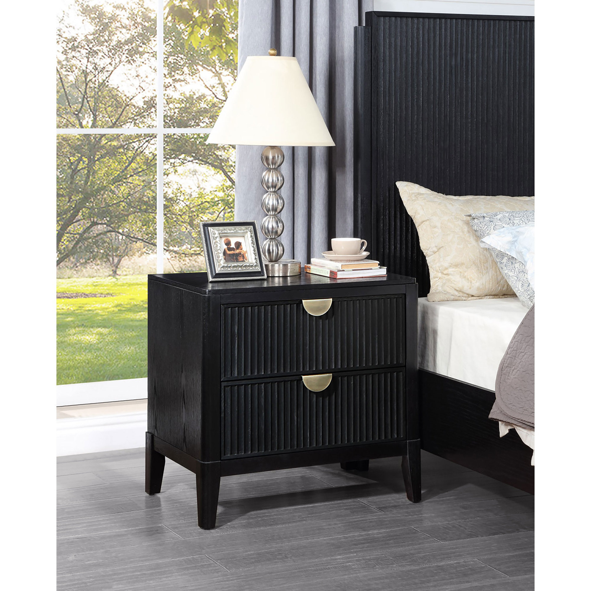 Bay Isle Home™ Mason 2-Drawer Nightstand With Fluted Texturing And Wire ...