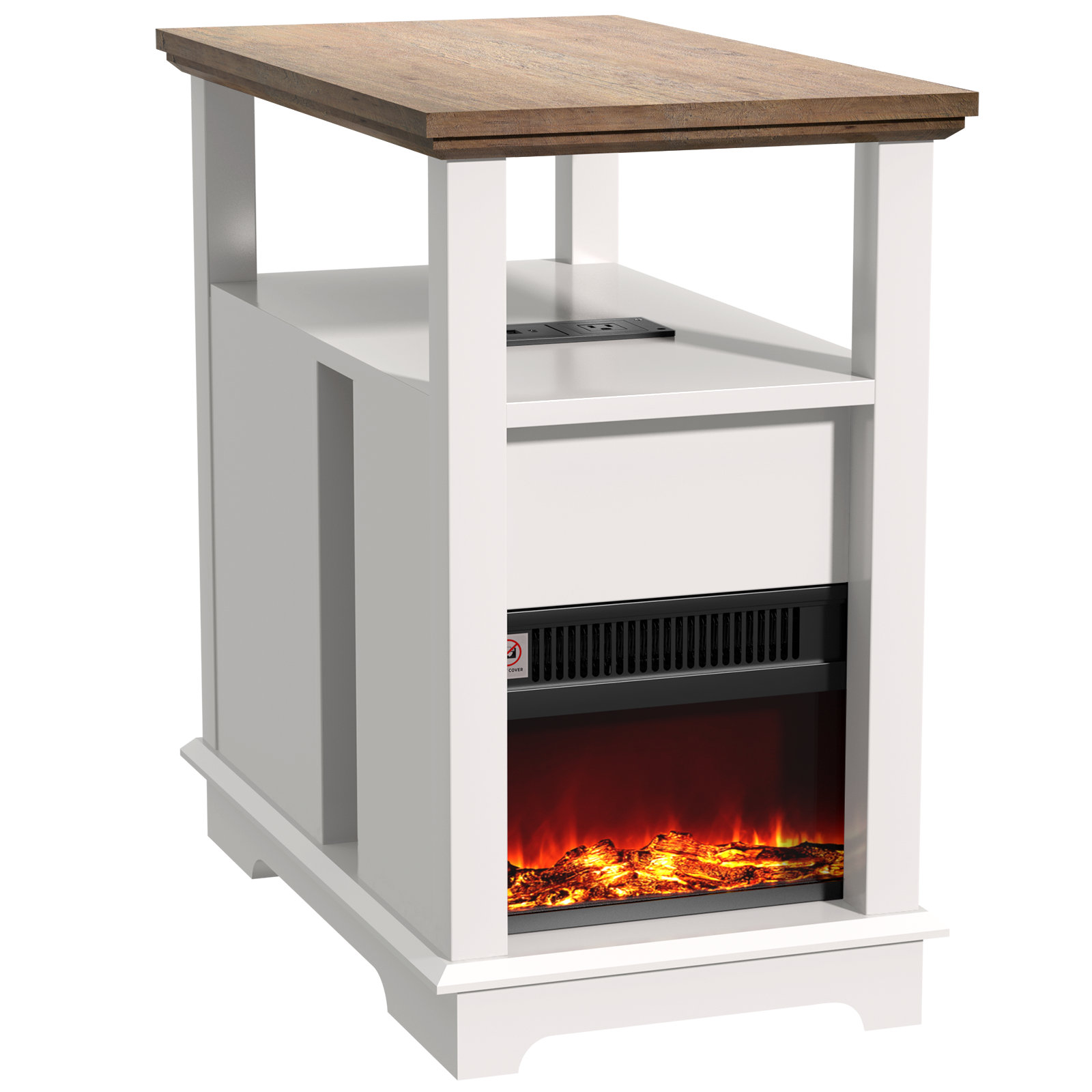 Wildon Home® Albaraa 23.6''Tall Electric Fireplace Heater End Table ...
