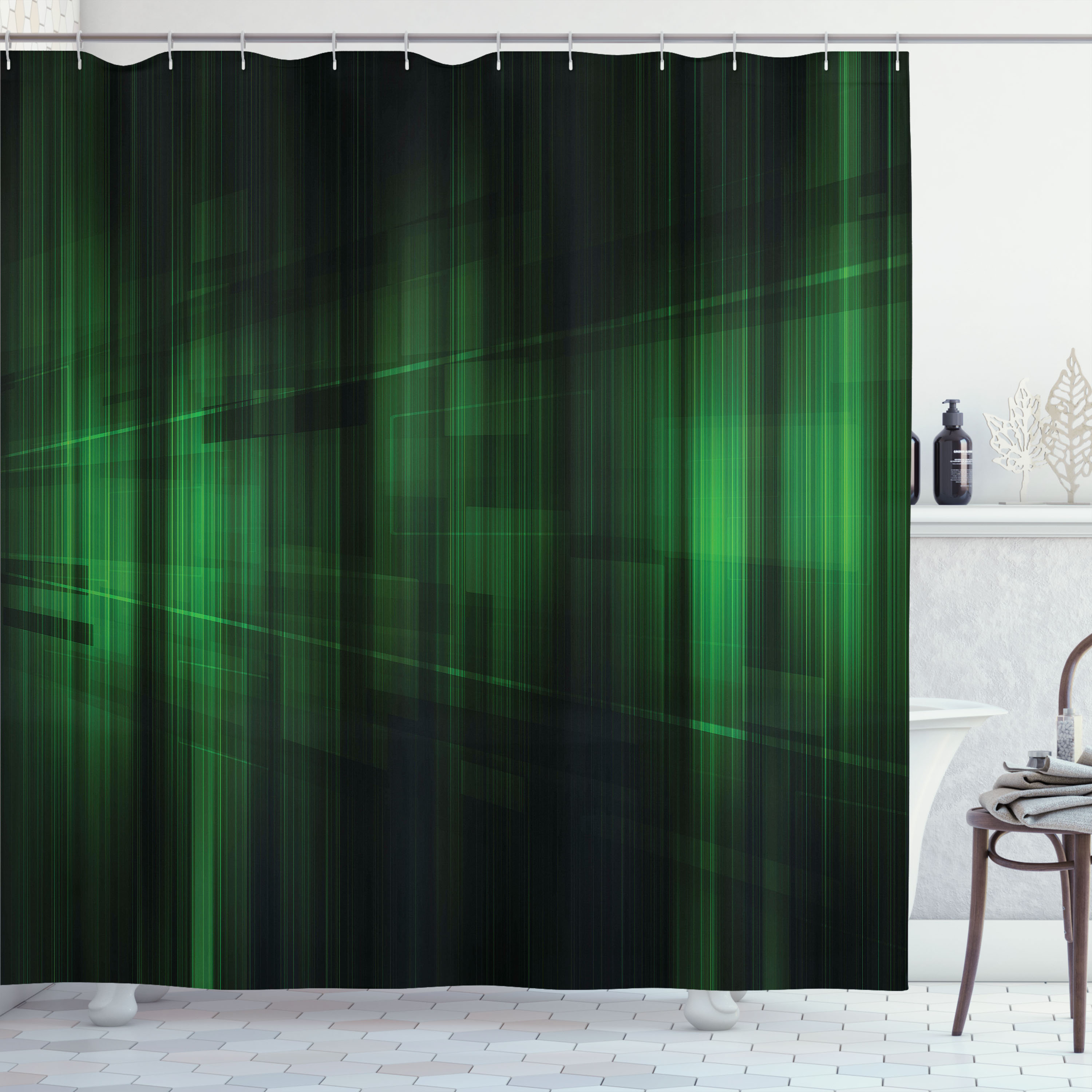 East Urban Home Forest Green Shower Curtain Technology Pattern Green ...