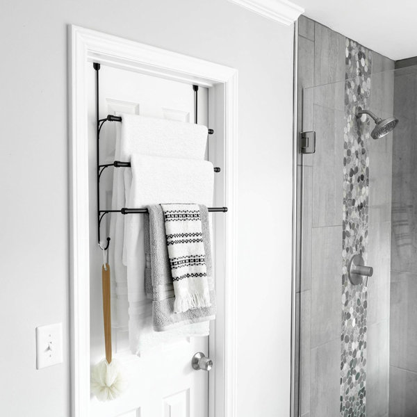 AZOPIR 1-Pack Over The Door Hooks Triple Towel Rack Matte Black 3-Tier ...