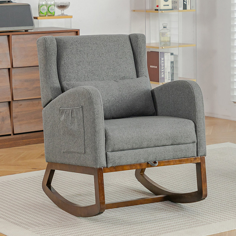 Mikado Living Teddy Fleece Rocking Chair with Wood Runner | Wayfair.co.uk