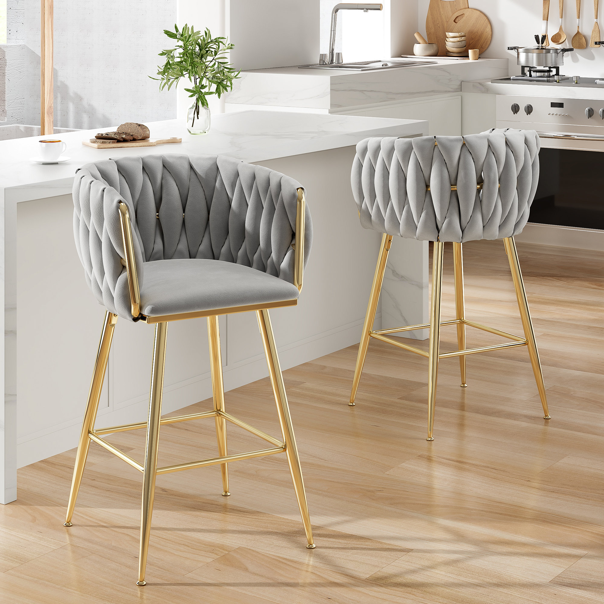 Everly Quinn Kristyn Upholstered 25.6'' Counter Stool With Metal Frame ...