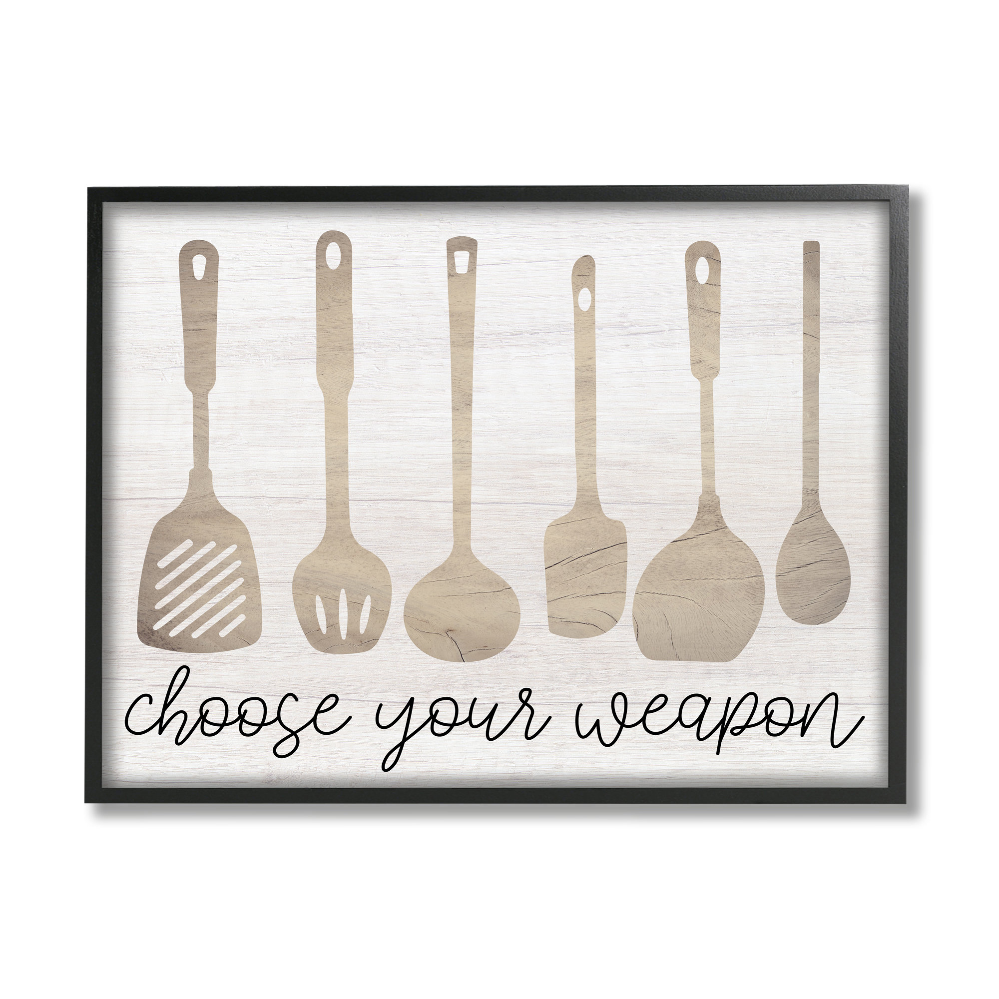 Stupell Industries Choose Your Weapon Kitchen Utensils Framed On Wood ...