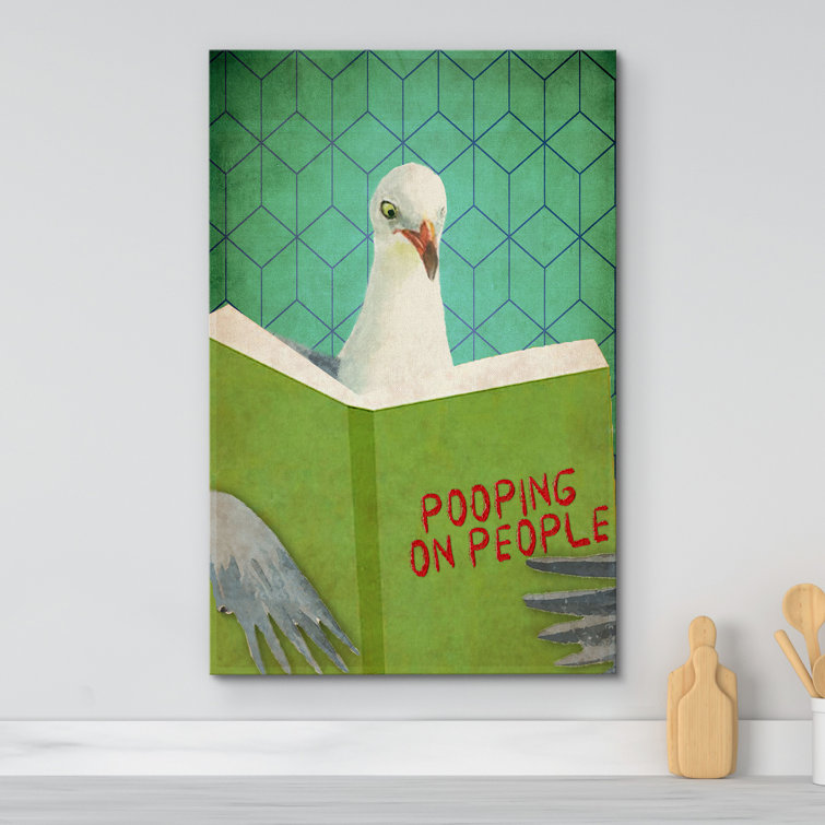 wall26 Pigeon Bird Animal Funny Bathroom Sign Décor Cheeky Laundry Art ...