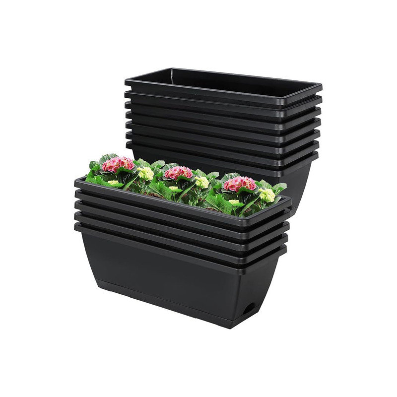 Latitude Run® 12Pcs 17Inches Rectangle Planter Box with Drainage Holes ...