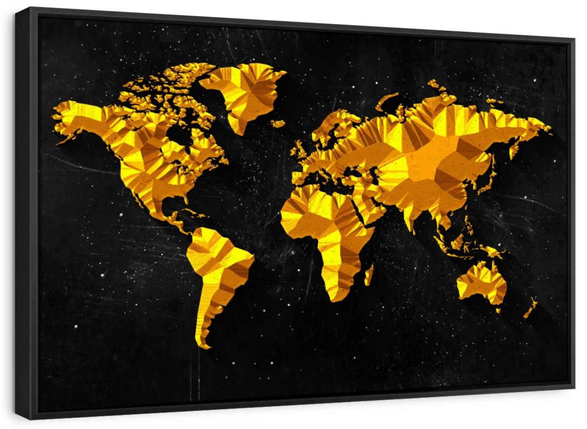 Trinx " Gold Abstract World Map Canvas Print " | Wayfair