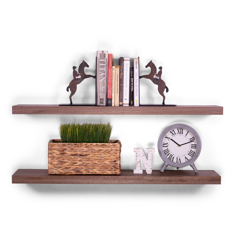 Rosalind Wheeler Bridgecliff 2 Piece Poplar Solid Wood Floating Shelf ...