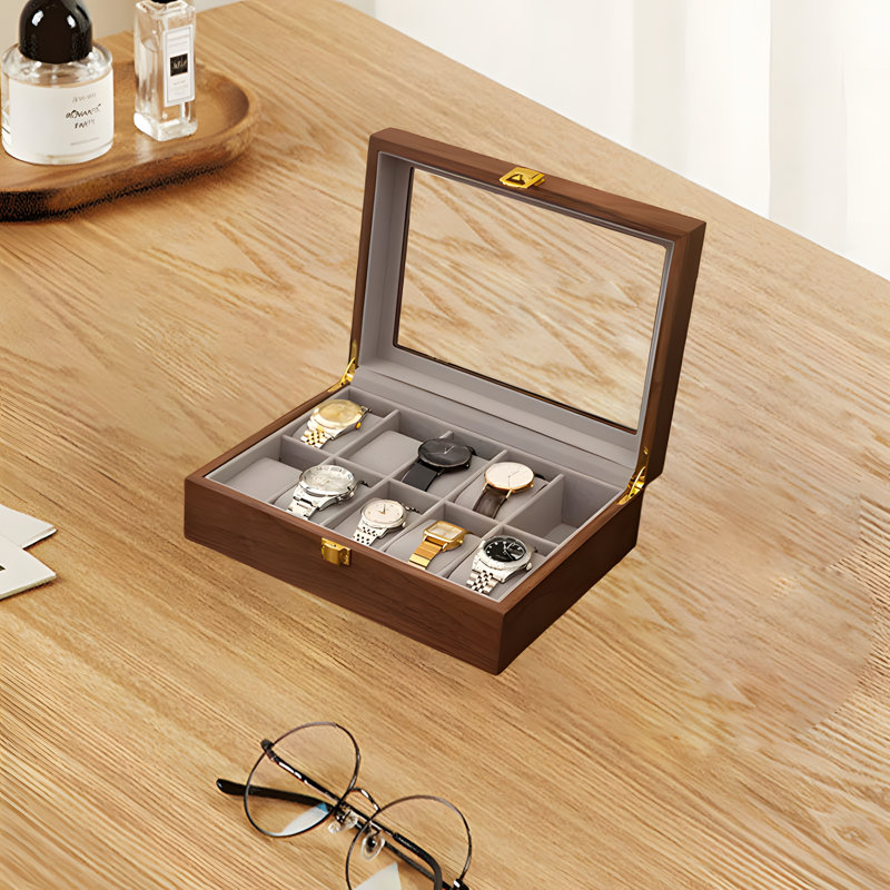 Rebrilliant Black Walnut Wood Watch Storage Box (6 Watch Positions ...