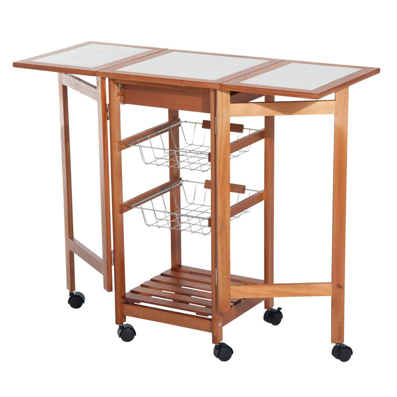 Ebern Designs Henman Tile Kitchen Cart & Reviews | Wayfair