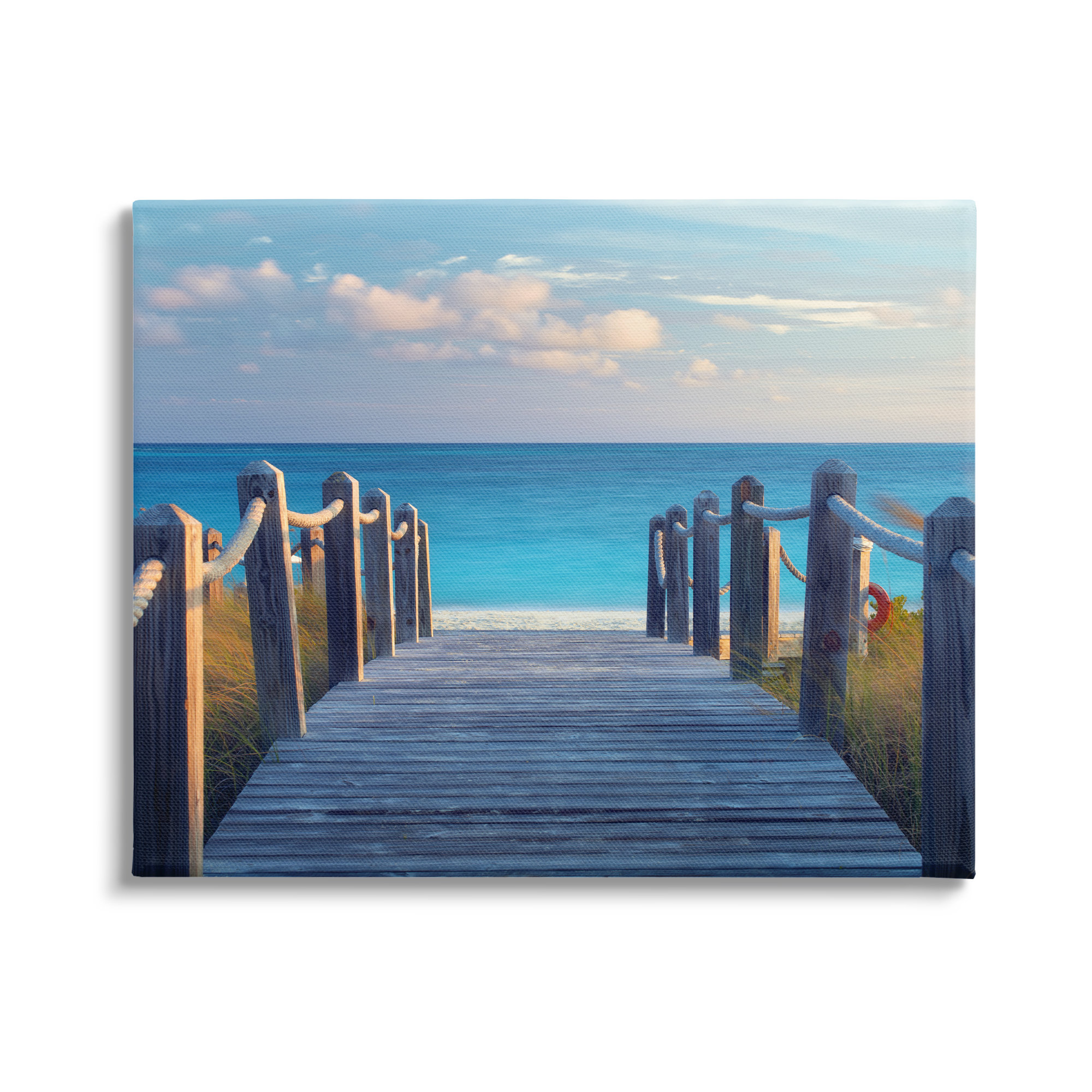 Stupell Industries Au-545-Canvas Summer Boardwalk Beach View On Canvas ...