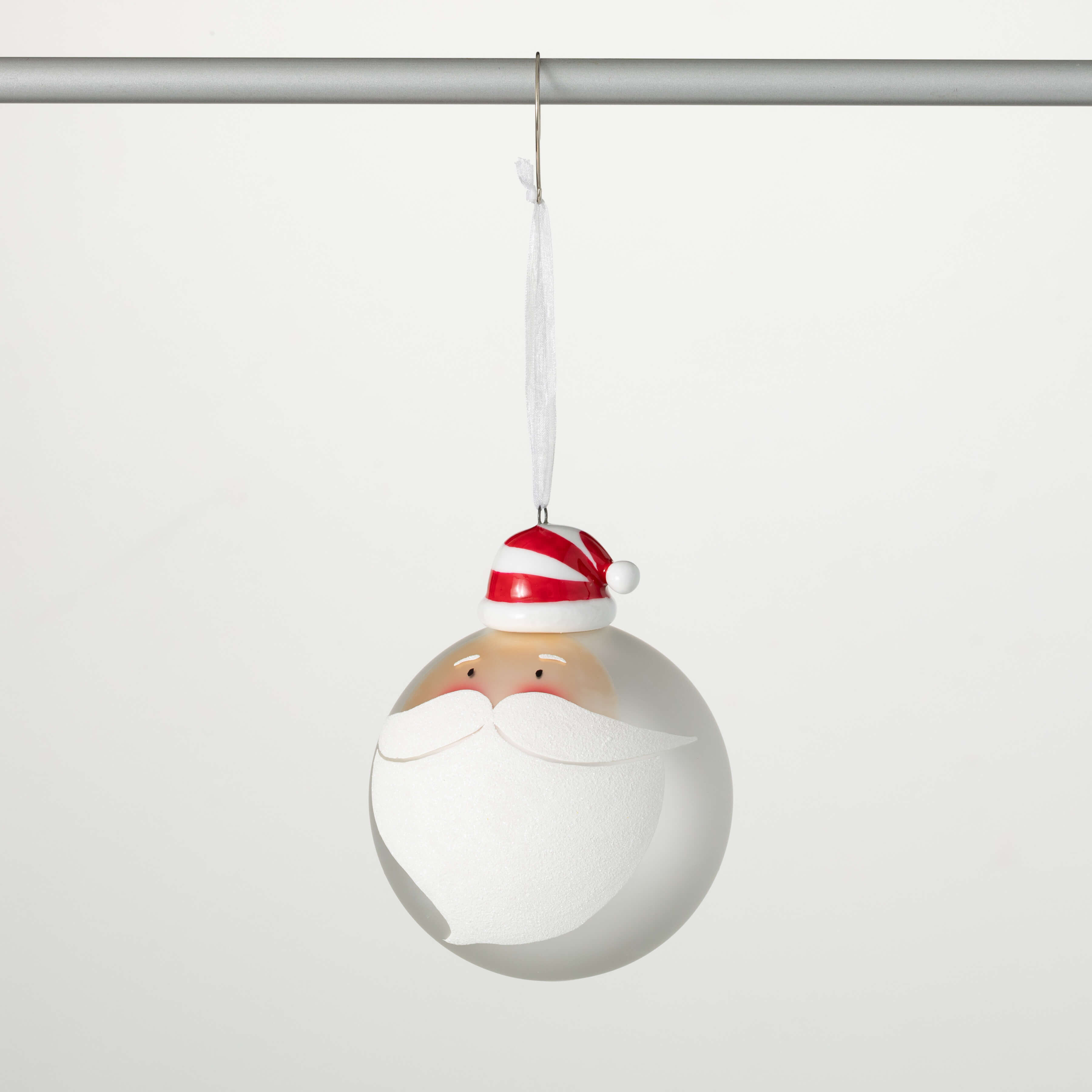 Clover Lane 4.75" Christmas Whimsical Santa Ball Ornament, Red-White ...