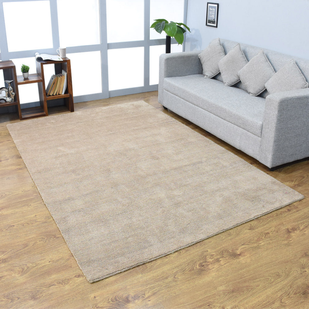Latitude Run® Delorus Solid Beige Hand-Knotted Silk Mix Area Rug ...
