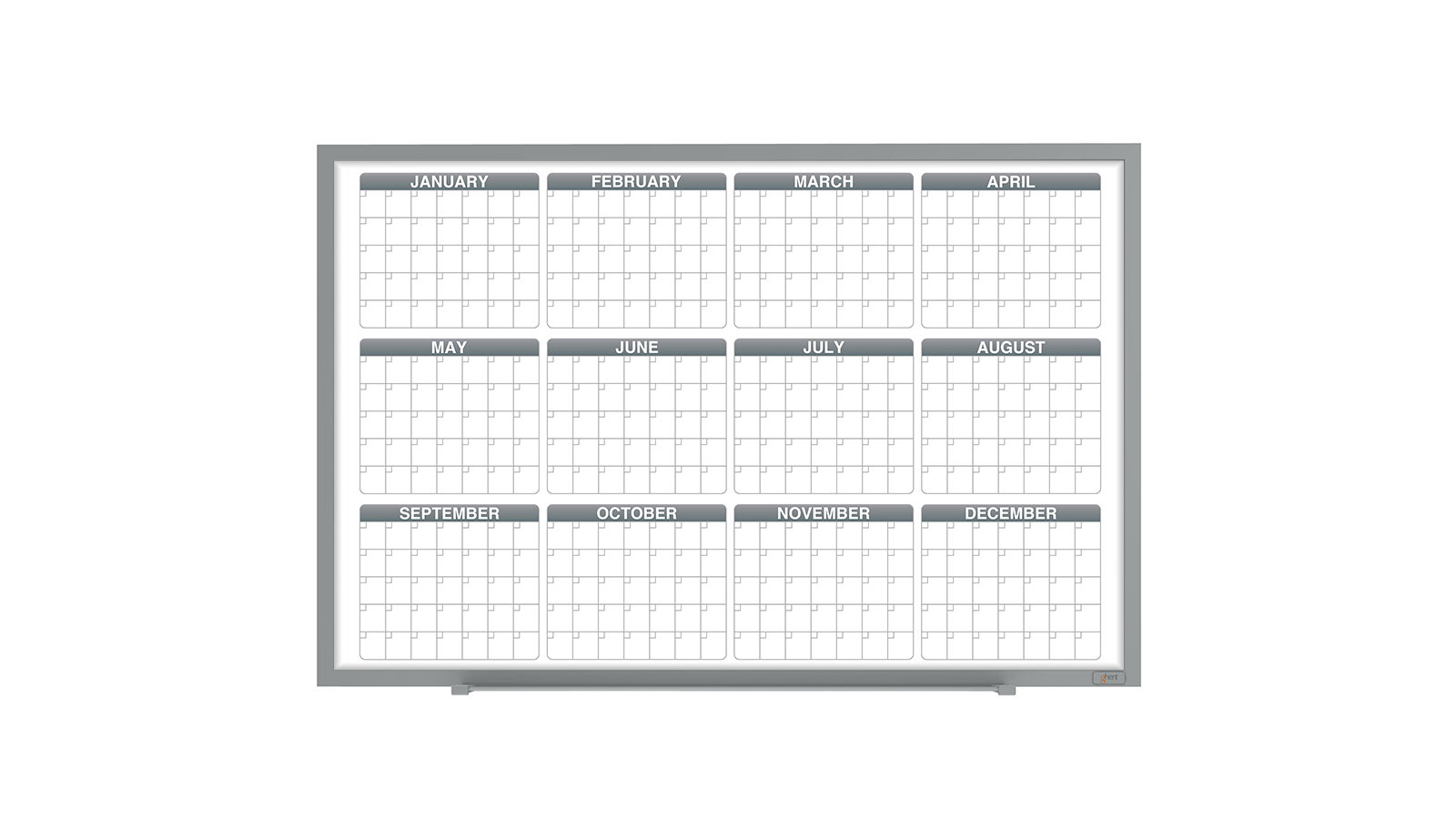 Ghent Calendar Whiteboard with Aluminum Frame, 1 Year Calendar ...