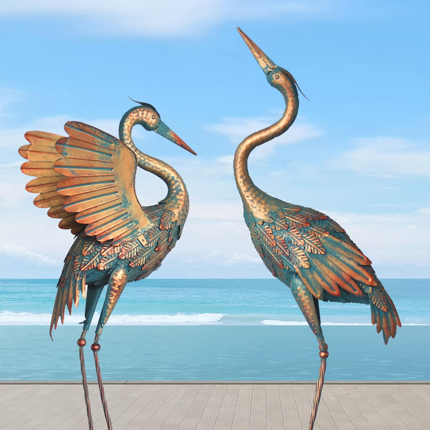 One Allium Way® Garden statues, bird and heron garden sculptures ...