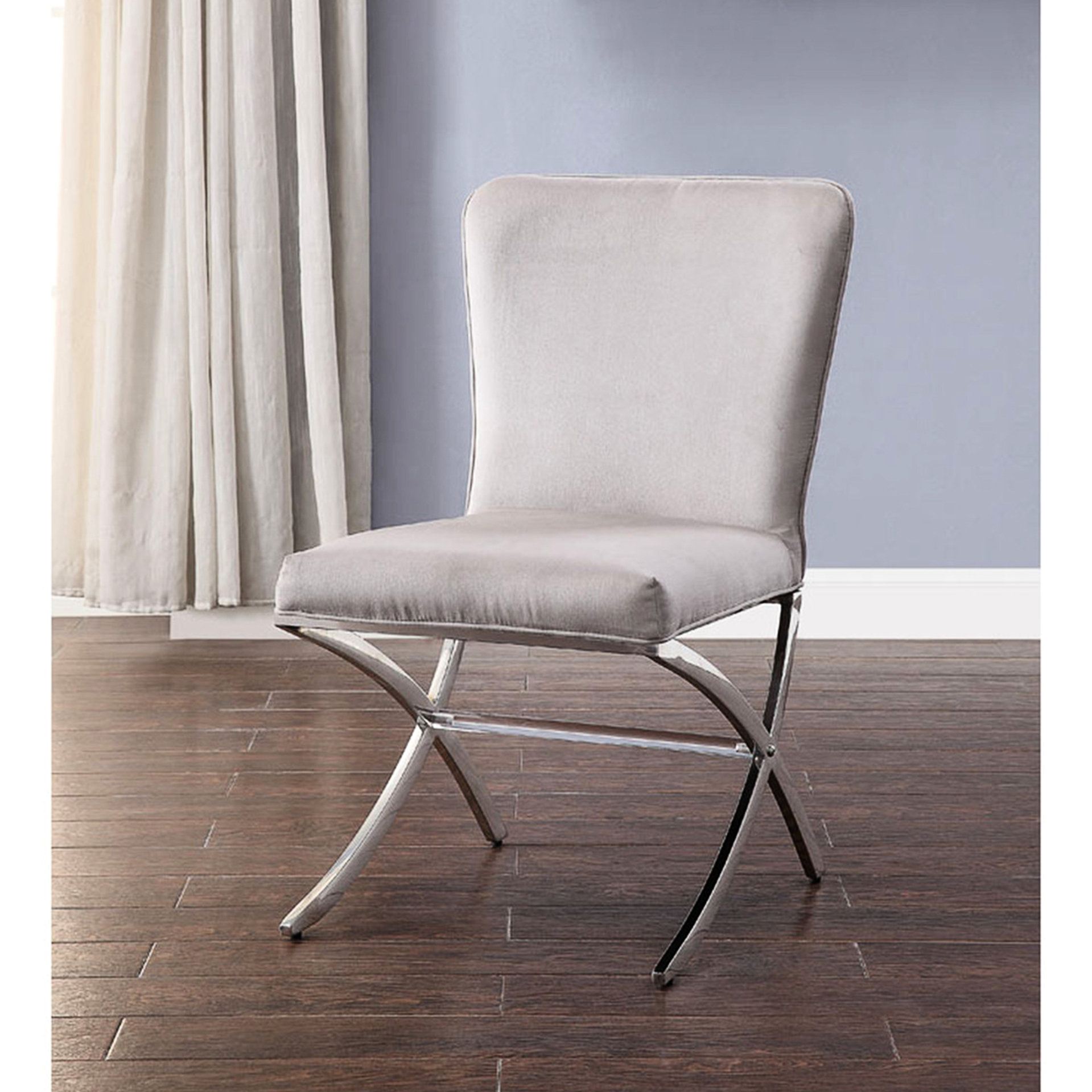 Red Barrel Studio® Of 2 Side Chairs With Grey Velvet Back And Seat ...