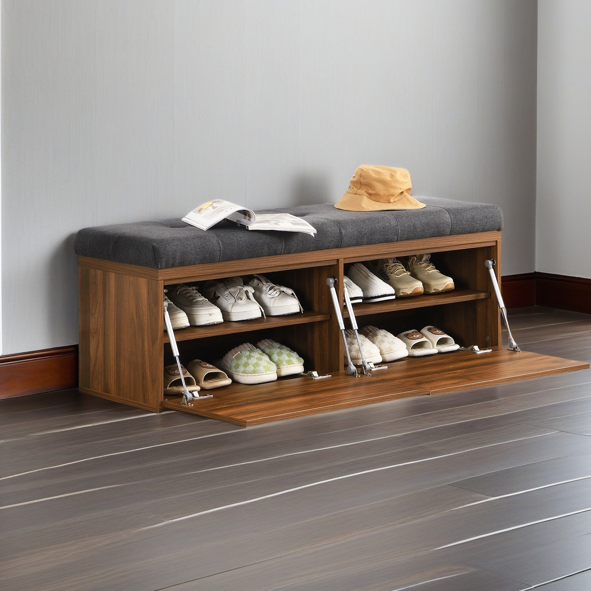 Magiccactus 49" Storage Bench Storage Cabinet Storage Ottoman With ...