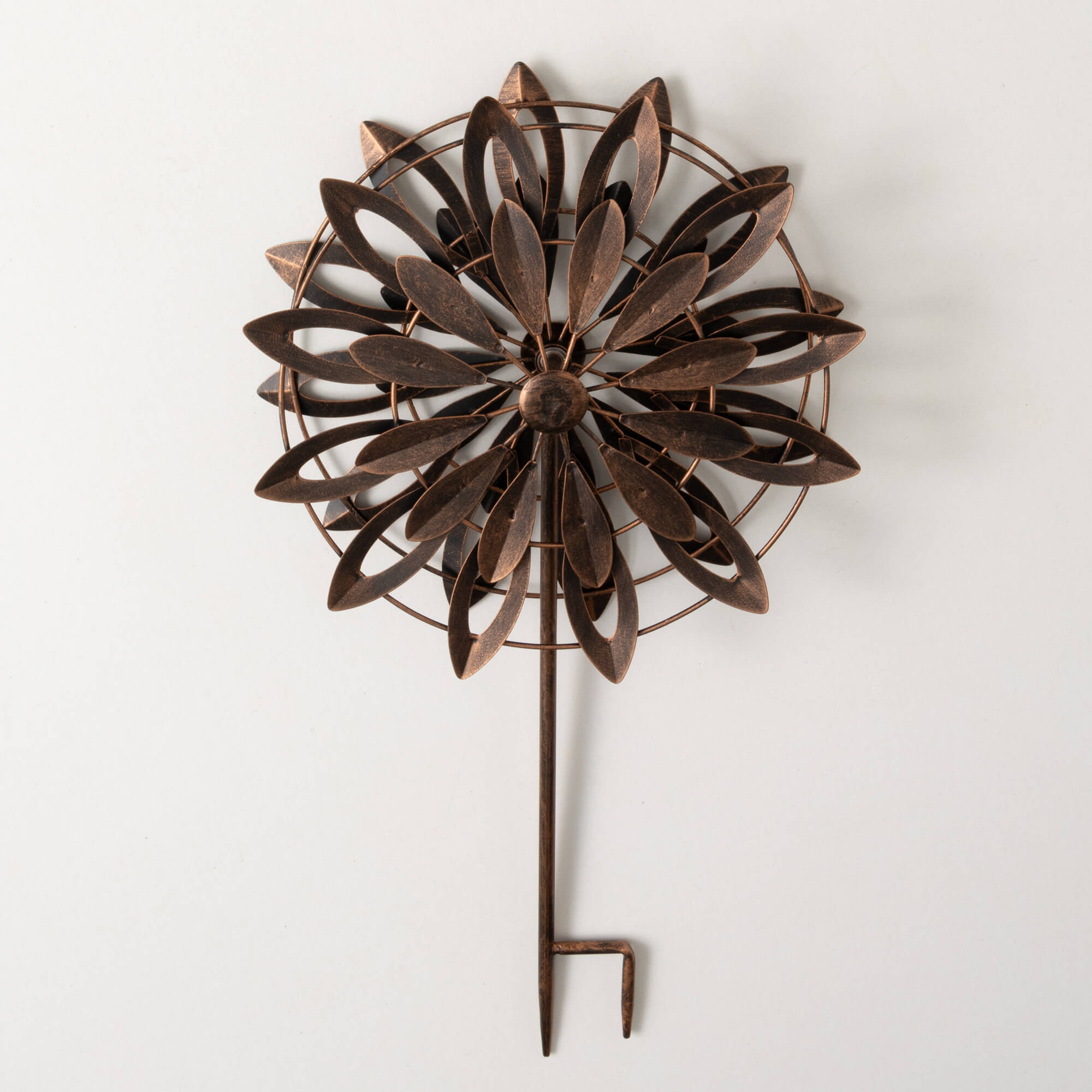 Arlmont & Co. Spinning Copper Metal Flower Stake 26"H; Brown | Wayfair