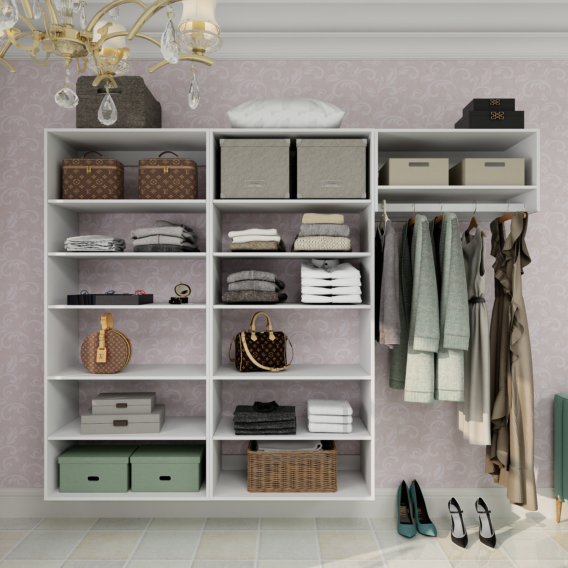 Latitude Run® White Closet Organizer System with 3 Modular Units | Wayfair