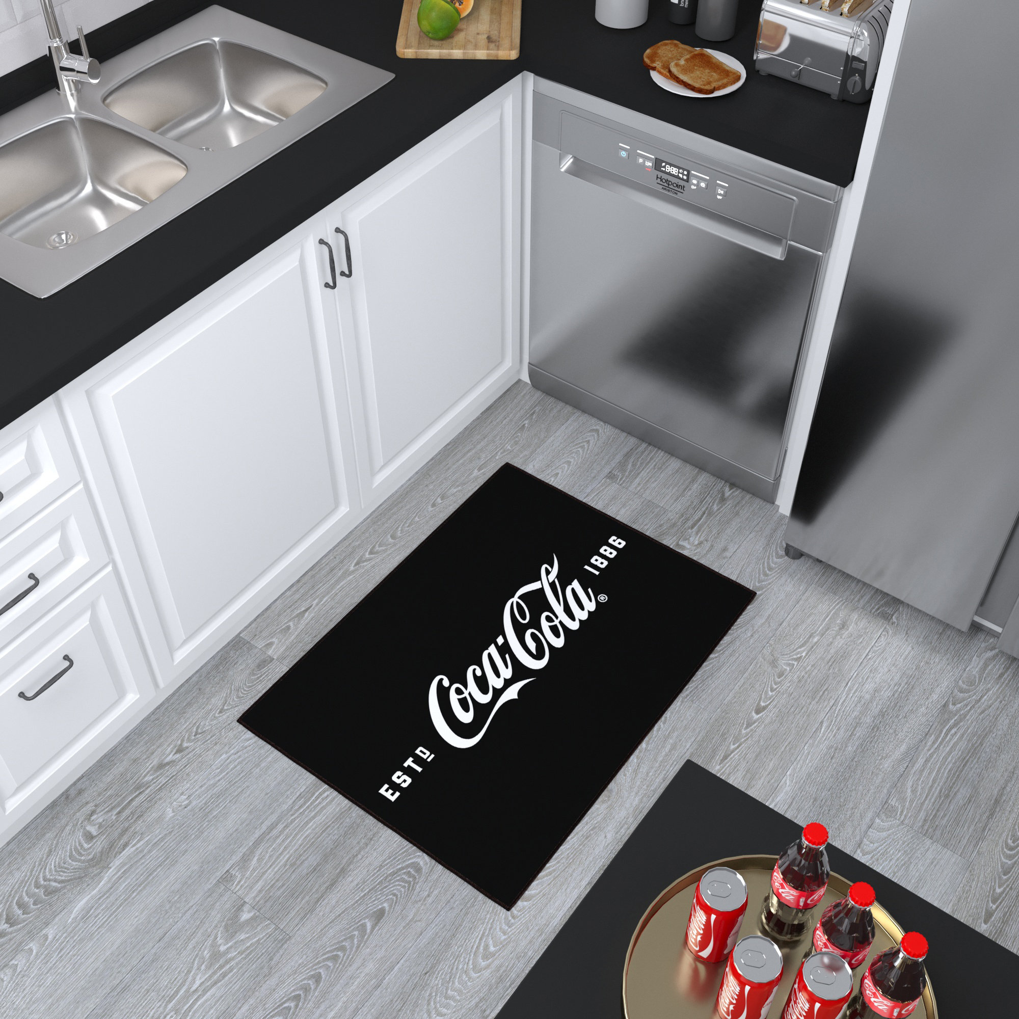 Ottomanson Coke Cave Bedroom Kitchen Coca-Cola Logo Non-Slip Area Rug ...