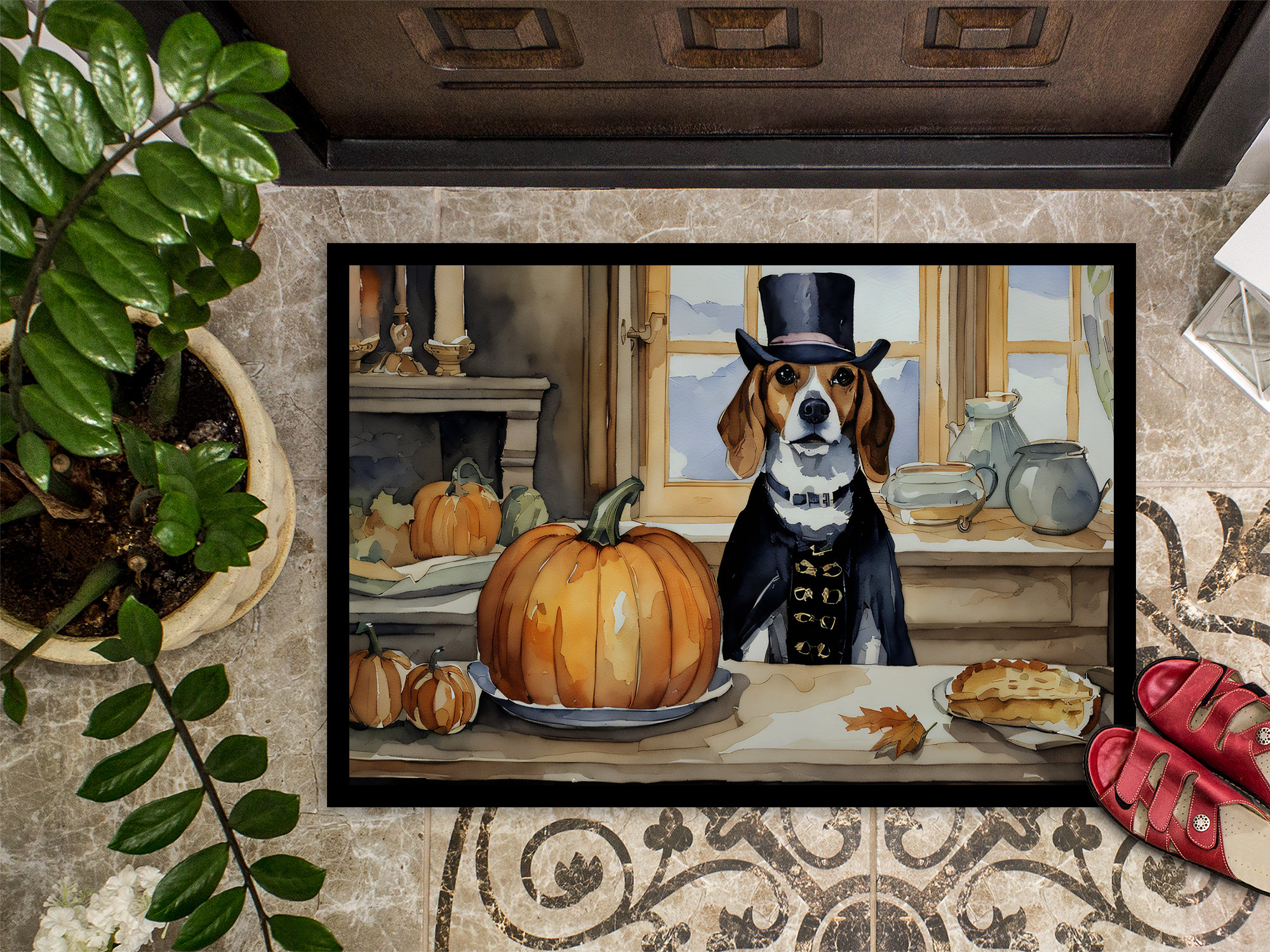 East Urban Home Kujo Beagle Fall Kitchen Pumpkins Non-Slip Indoor ...